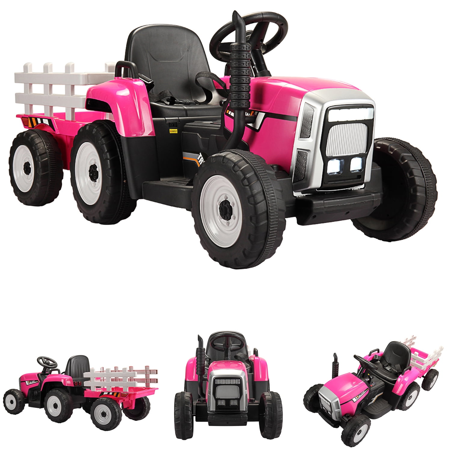 UWR-Nite 12V Battery-Powered Toy Tractor with Trailer and 35W Dual ...