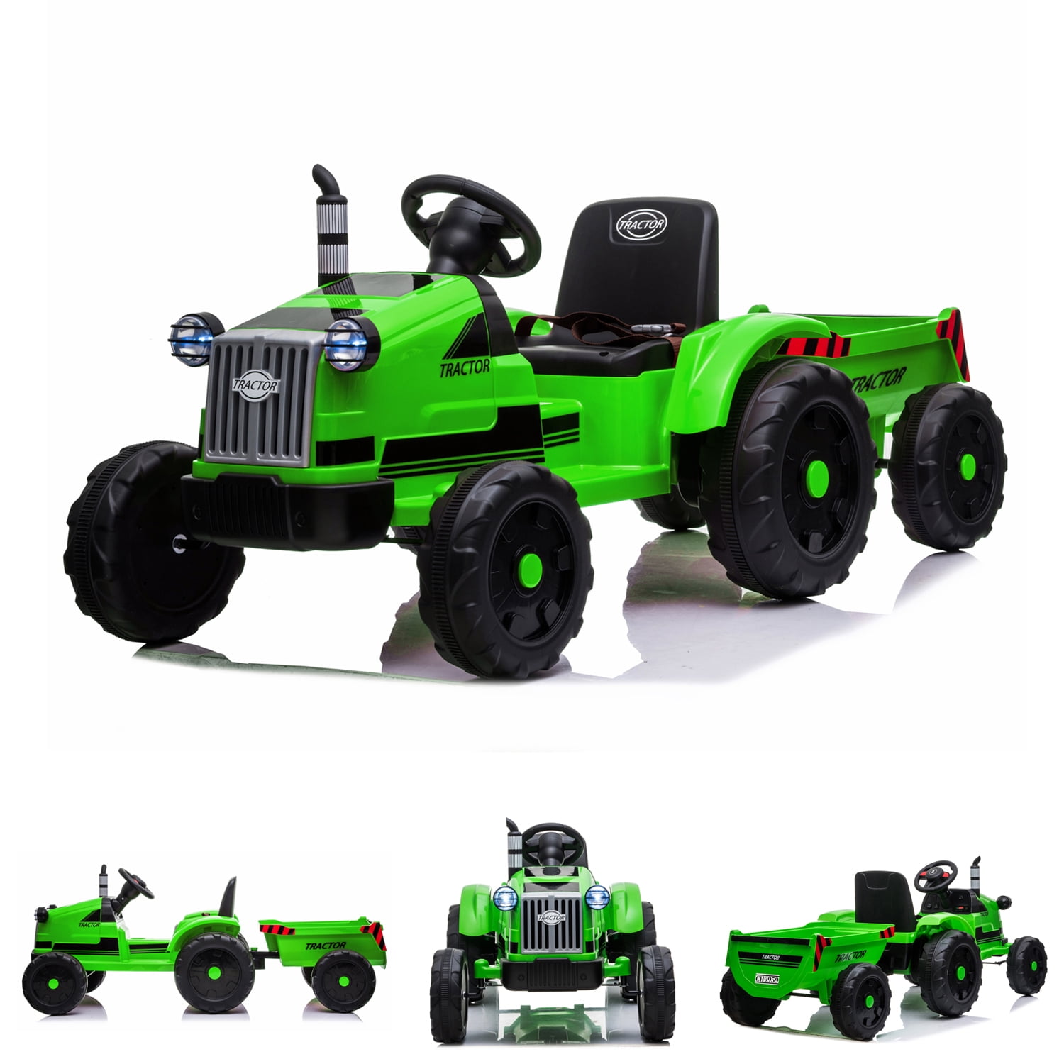 UWR-Nite 12V Electric Ride on Toy Tractor with Trailer, 2.4G Remote ...