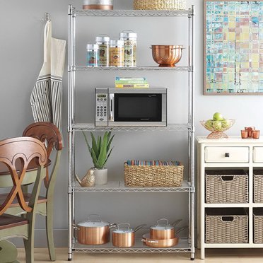 ZENY 5-Shelf Kitchen Shelving Storage Wire Rack with Wheels 30L x 14W x ...