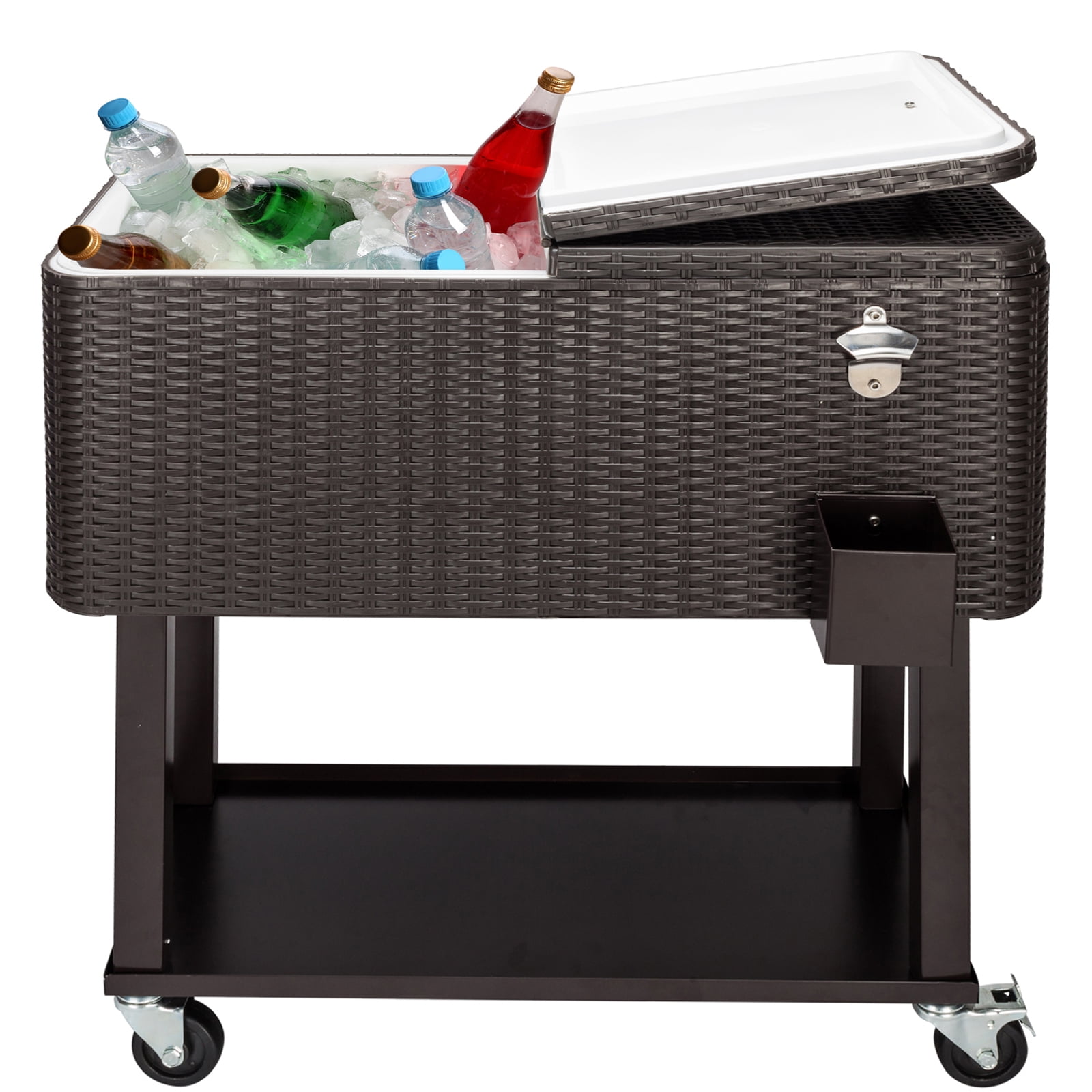 UWR-Nite 80 Quart Rolling Ice Chest on Wheels, Portable Patio Party Bar ...