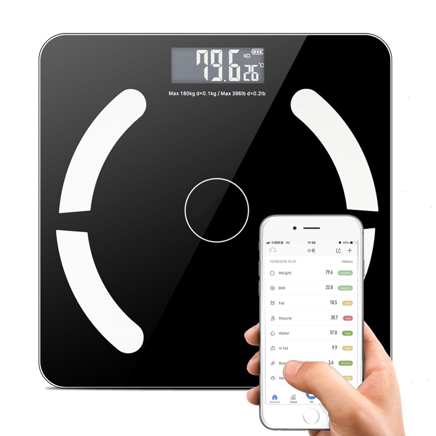 UWR-Nite Bluetooth Body Fat Scale and Body Weight Composition BMI Smart ...