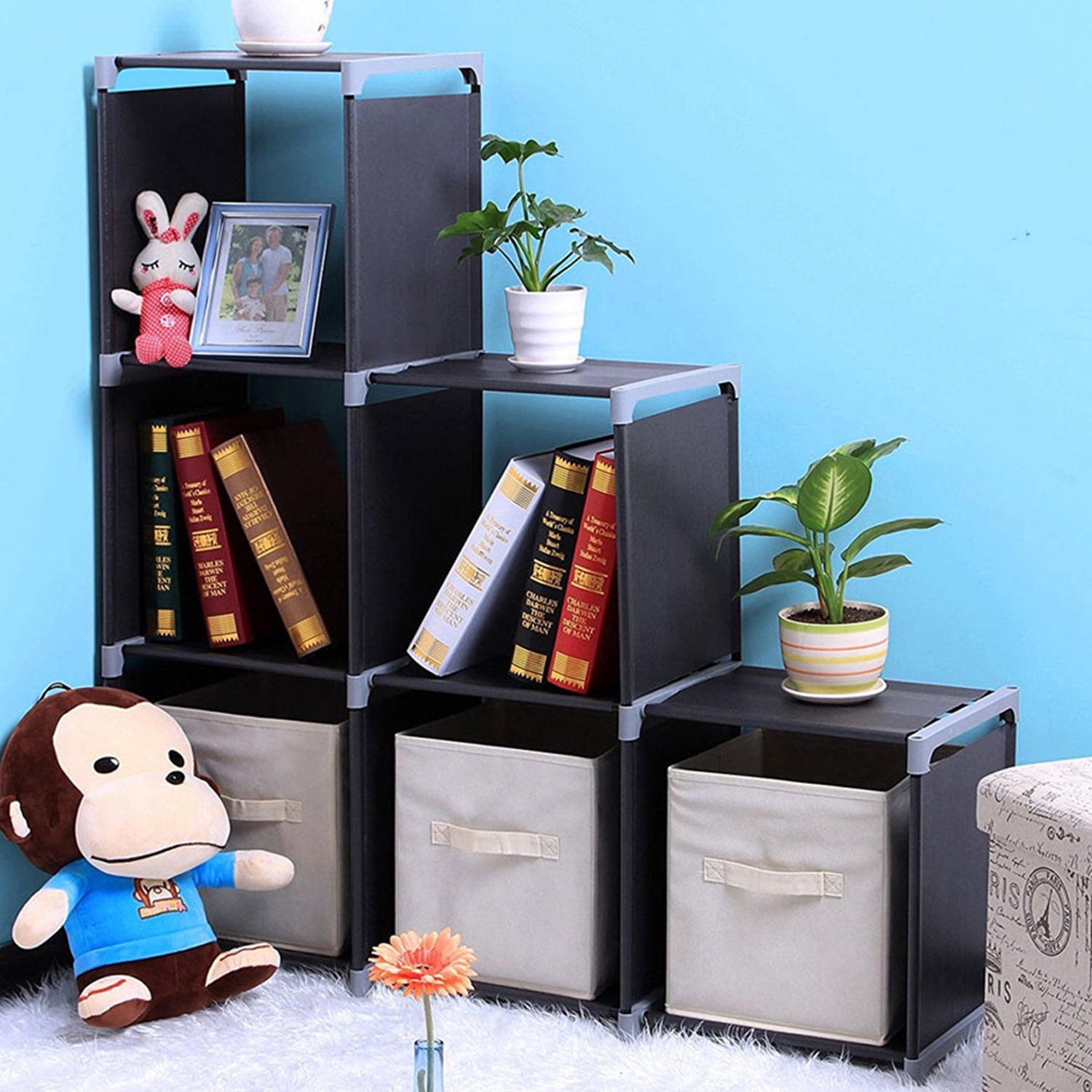 UWR-Nite Tall Cubby Shelf, 6-Cube Storage Organizer, Modular Bookcase ...