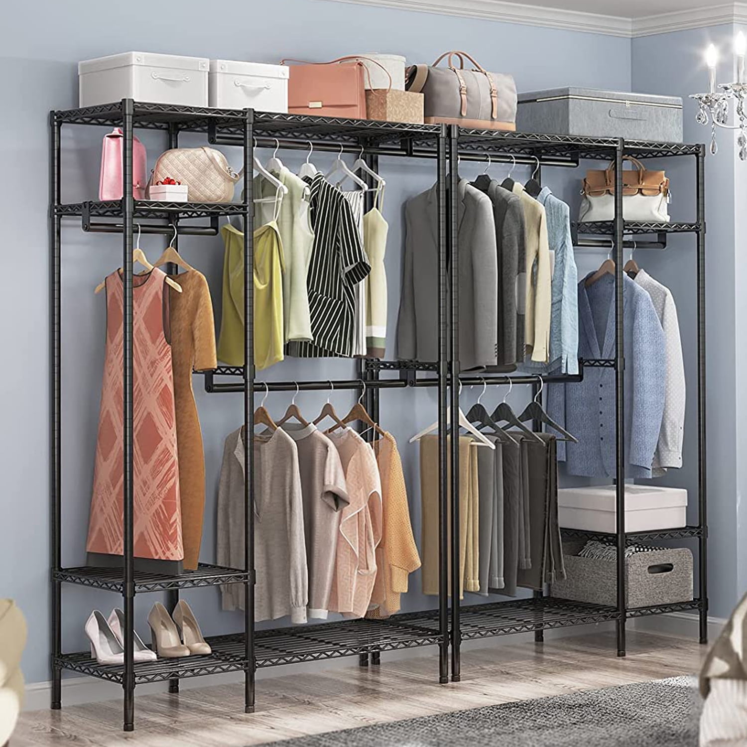 UWR-Nite Garment Rack, Heavy Duty Clothes Racks with 3 Hanging Rods, 4 ...