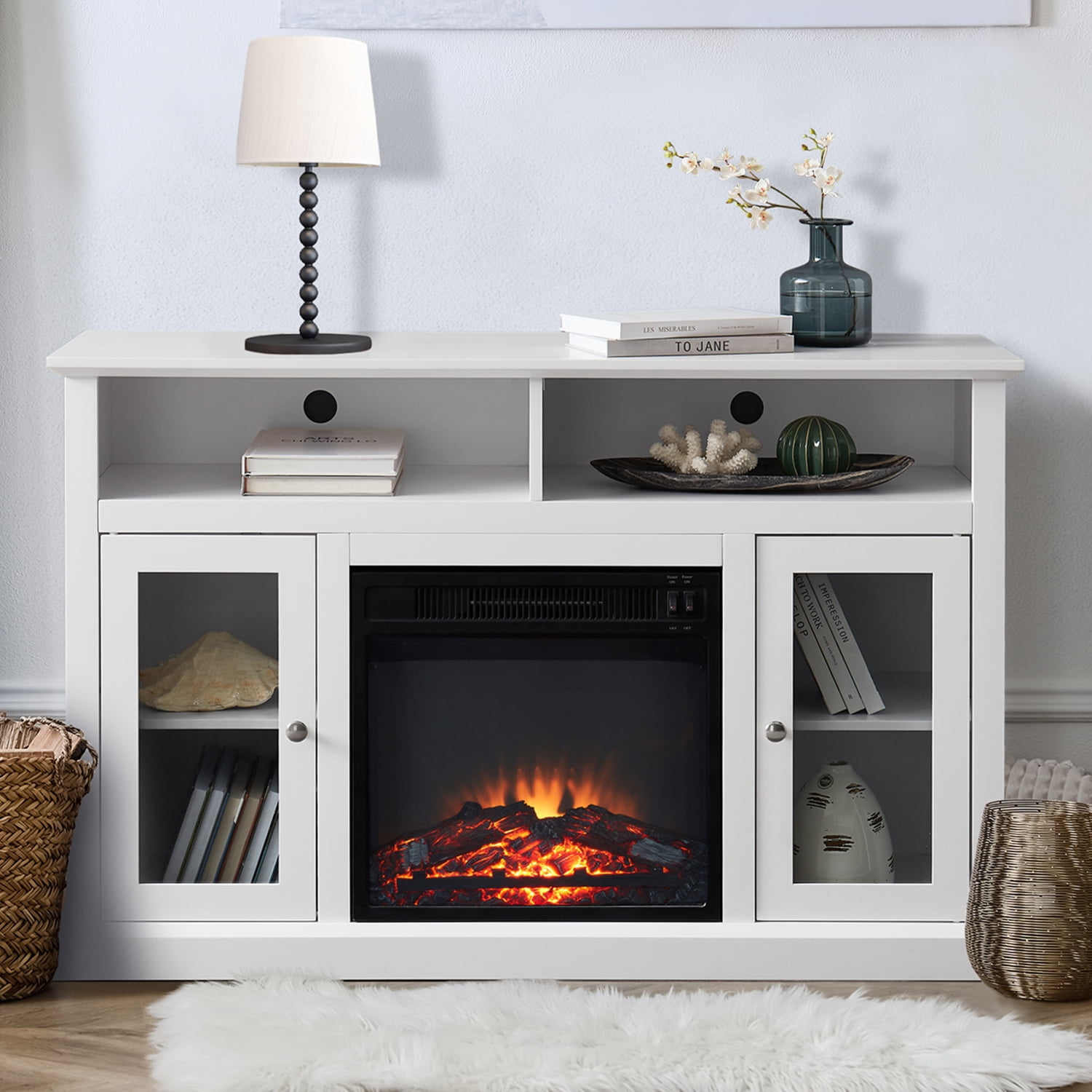 UWR-Nite Modern Electric Fireplace TV Stand for TV Up to 55", Media ...