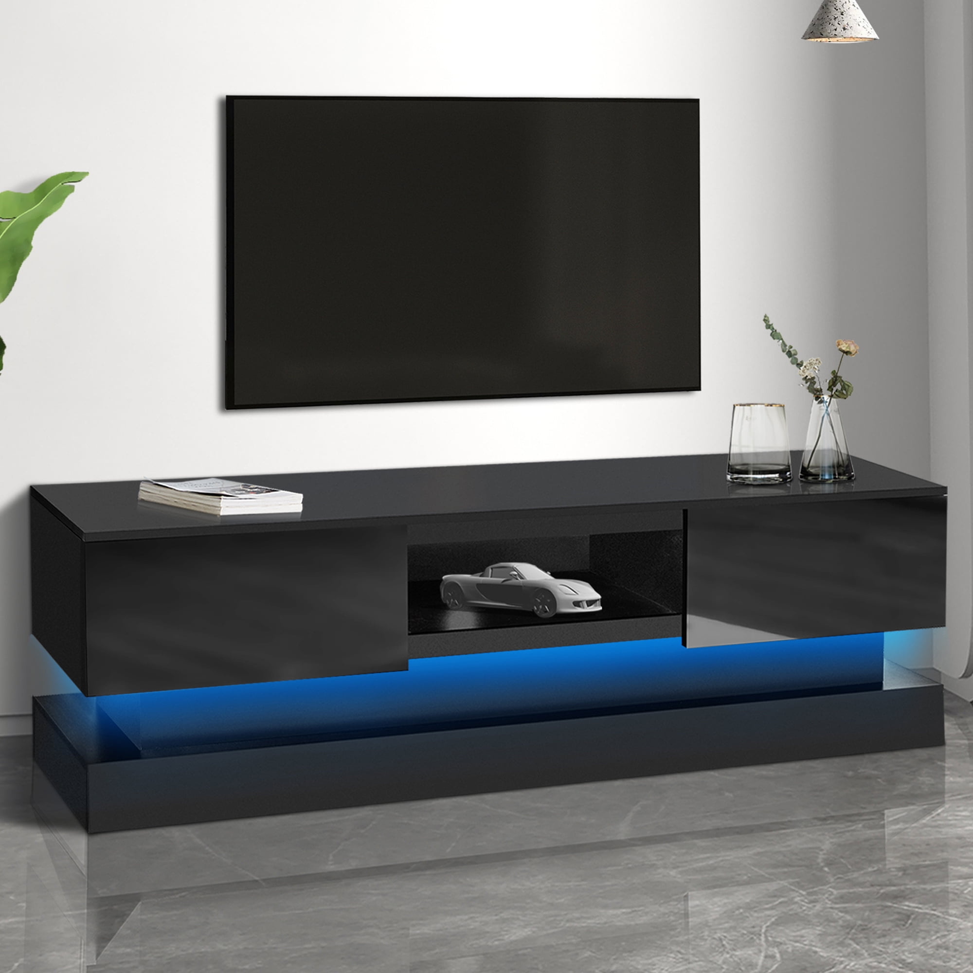 UWR-Nite Modern TV Stand Cabinet with LED Light, TV Stand Unit TV Table ...