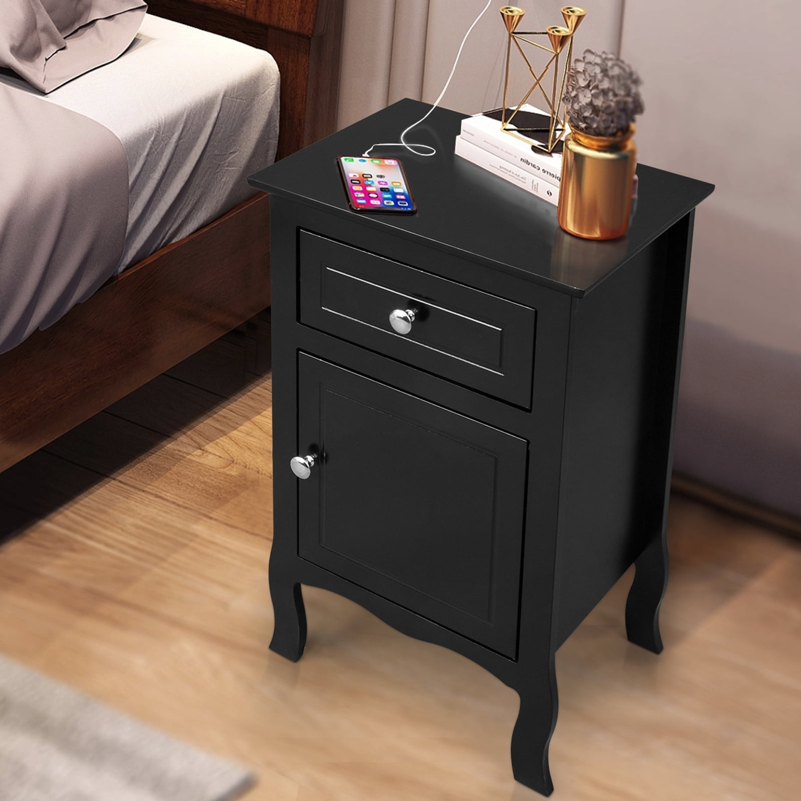 UWR-Nite Nightstand Set of 2, Wooden Night Stand with Drawer and Single ...
