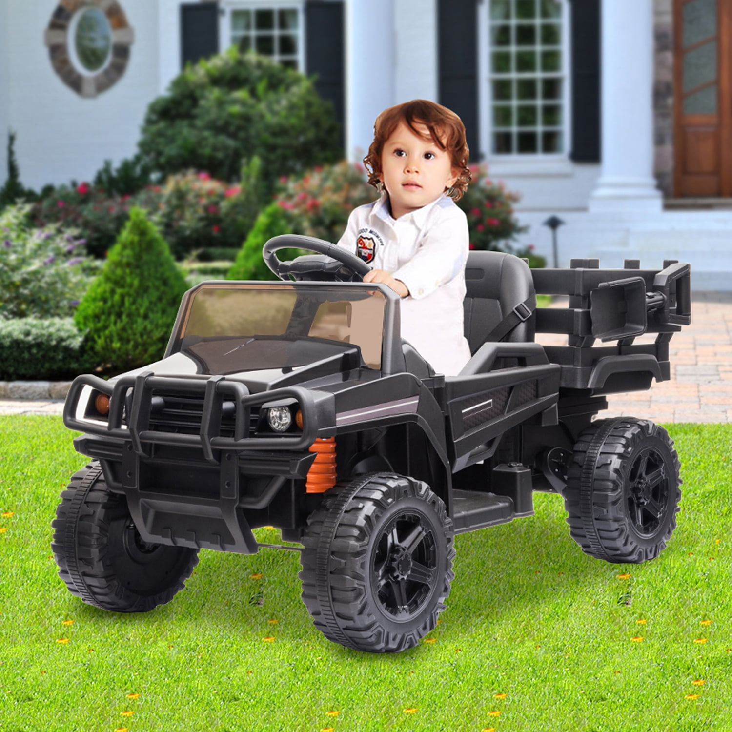 UWR-Nite Ride On Tractor with Trailor, 12V Power Wheel Ride-on Truck ...
