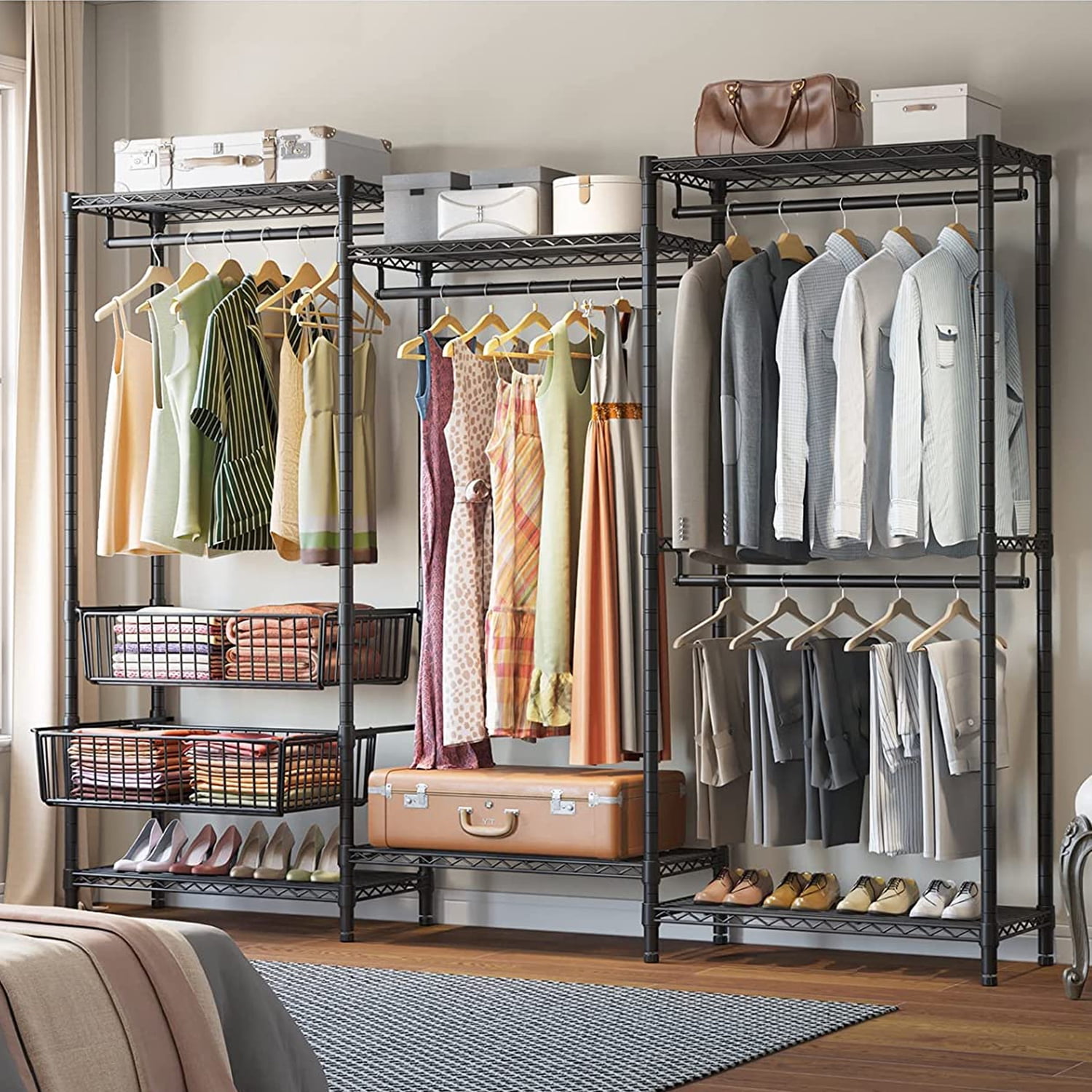 UWR-Nite Wire Garment Rack 5 Tiers Heavy Duty Clothes Rack with 4 ...