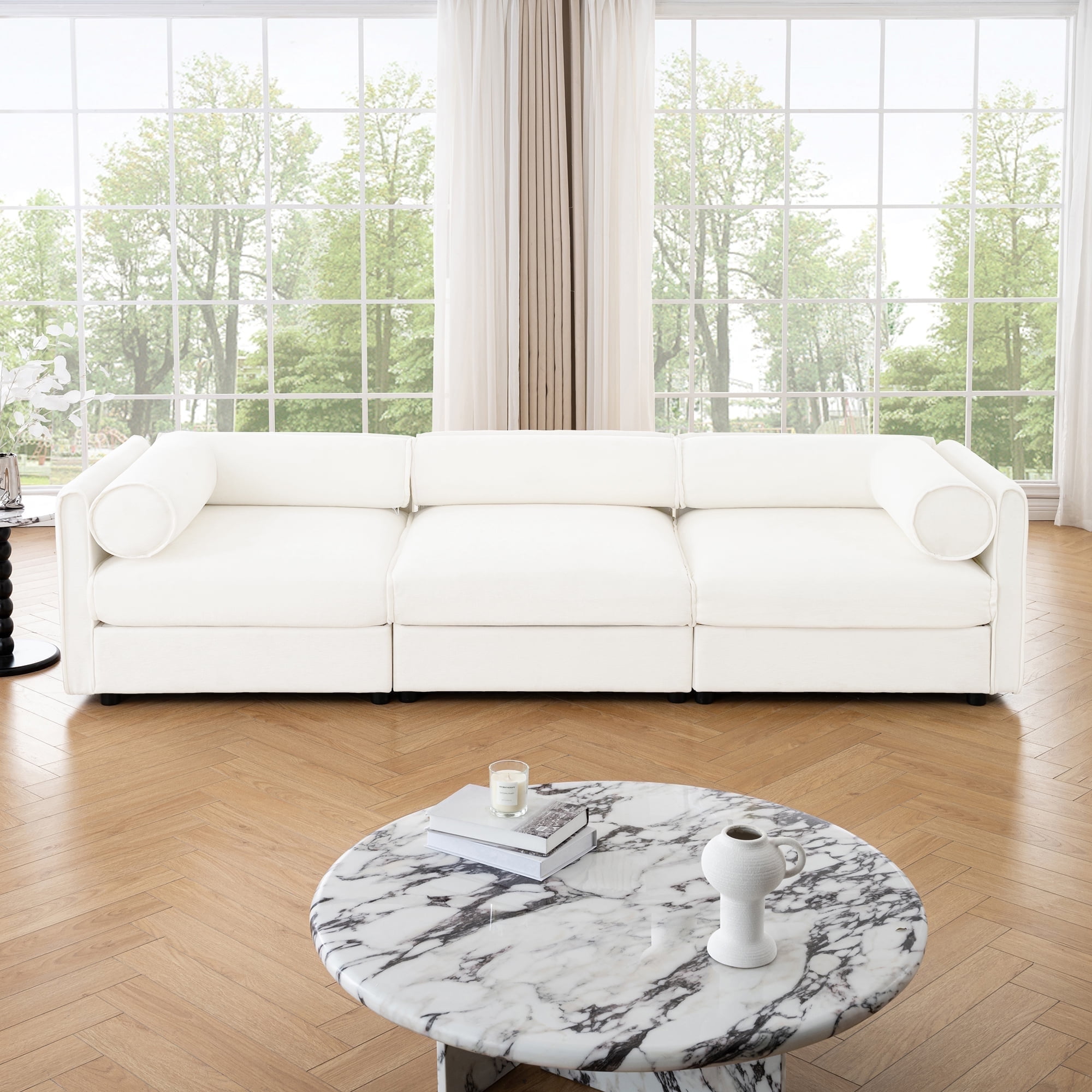 UXENAFANA 109" Modular Couch Sofa with Seats Storage,3-Seater Sectional ...