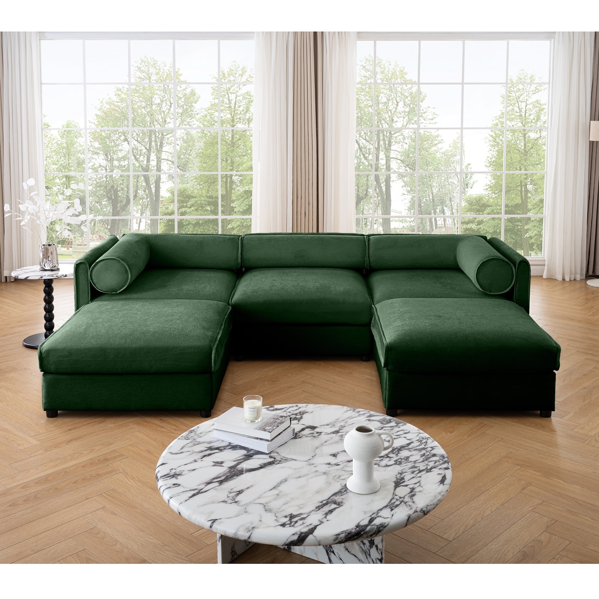 UXENAFANA 109" Modular U-Shape Couch Sofa with Seats Storage,3-Seater ...