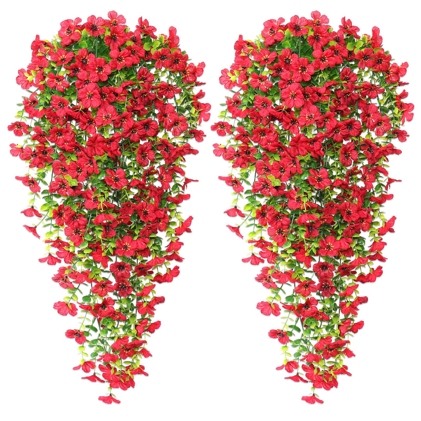 UXORSN 4 Pack Artificial Hanging Flowers for Outdoors Inch Fake Hanging ...