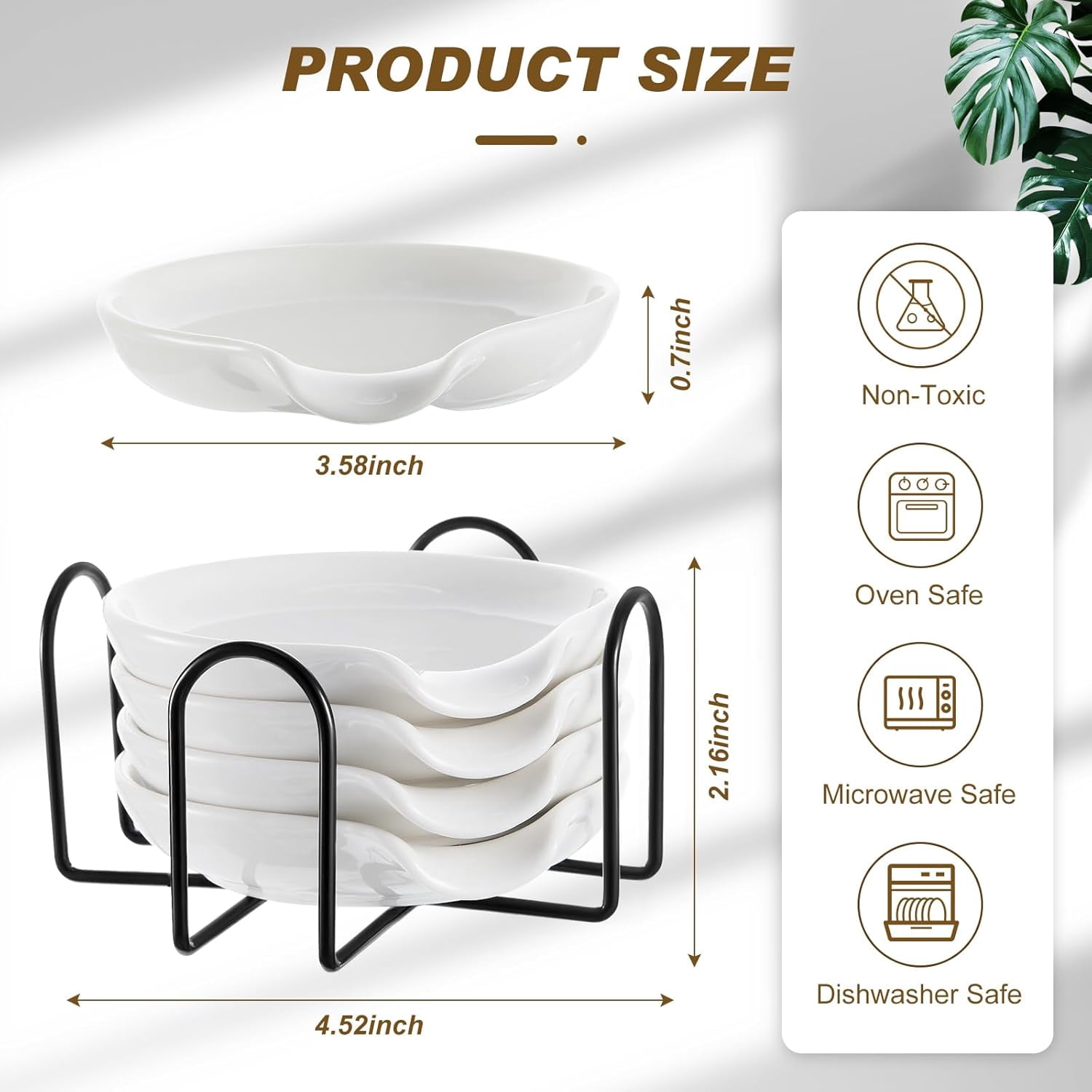 UYGDUY-4 Pack Ceramic Spoon Rest with Holder, Kitchen Utensil Rest for ...