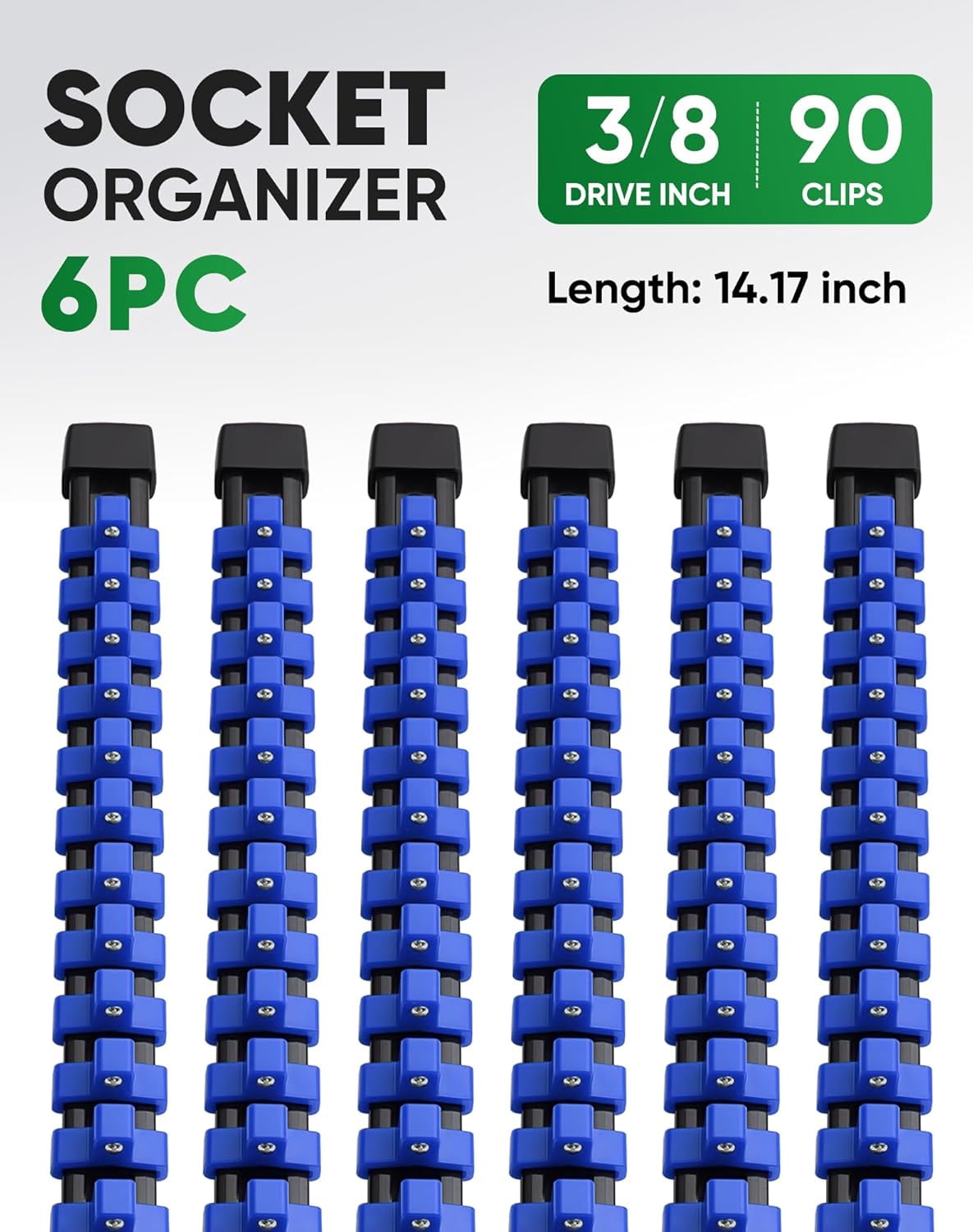UYGDUY-6PC ABS Socket Organizer, Socket Rails Fit 3/8 inch Drive, Heavy ...