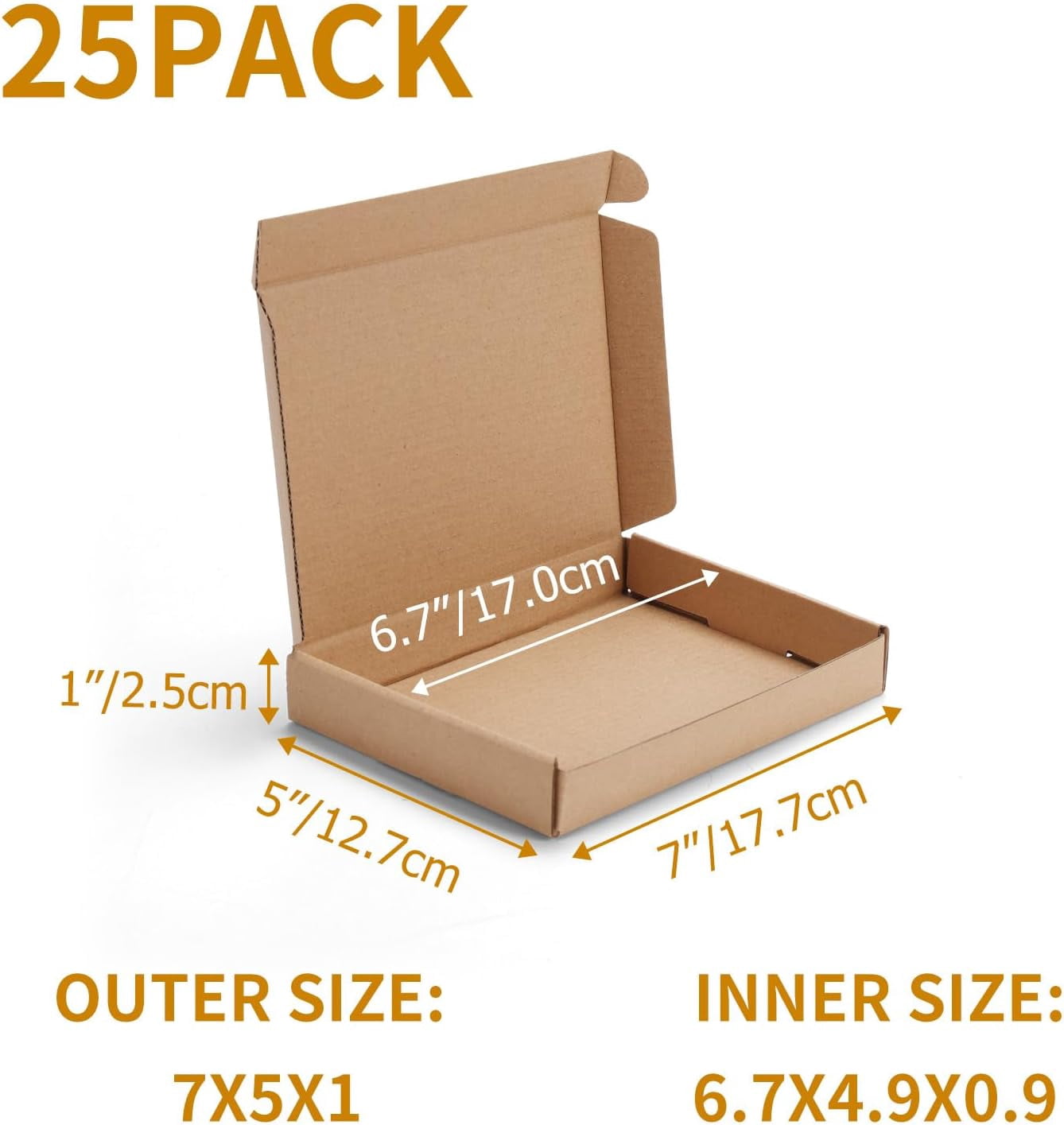 UYGDUY-7x5x1 inch Shipping Boxes Bulk 25 Pack Brown, Tab Lock Tuck Top ...