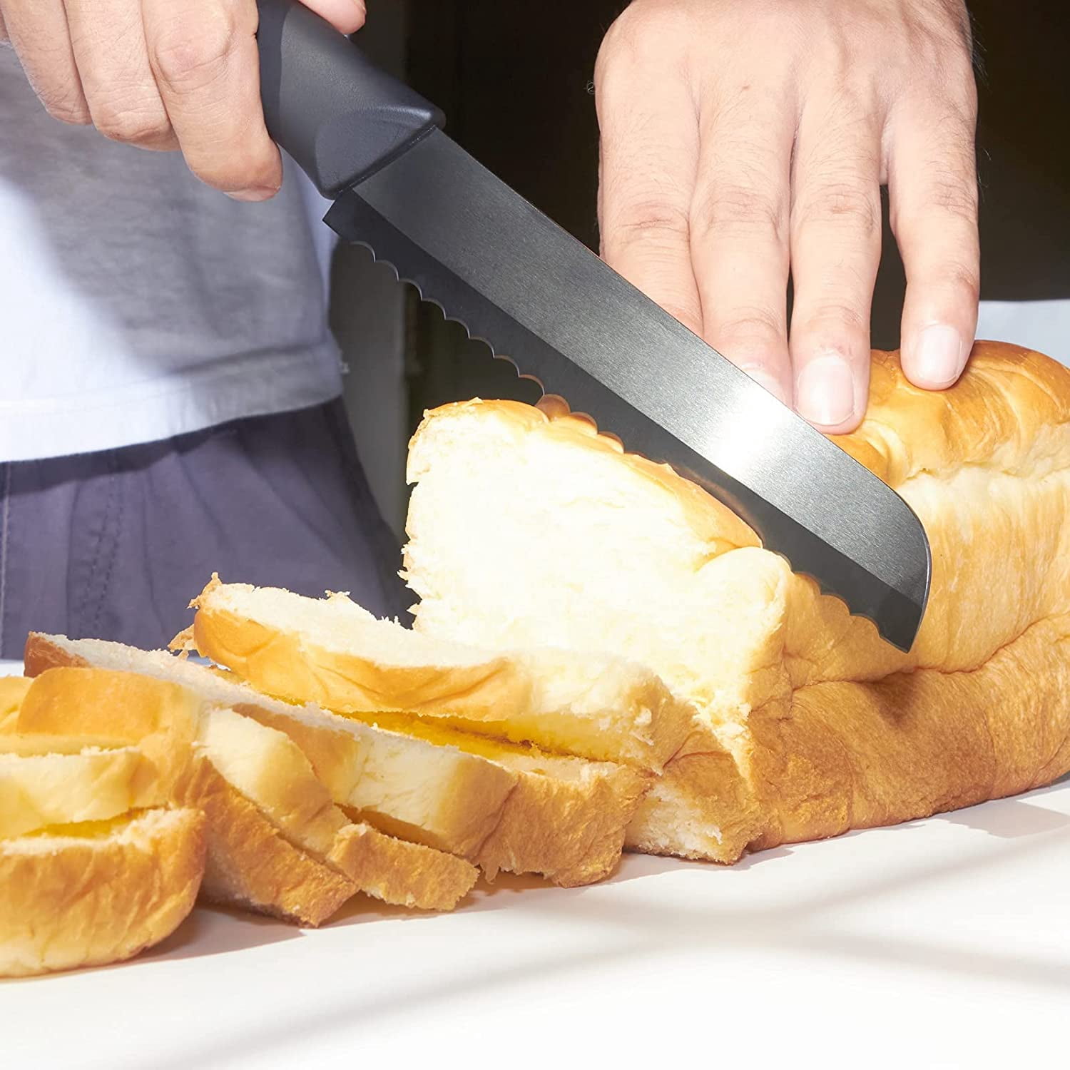 UYGDUY-Ceramic Serrated Bread Knife Slicing Knife - 6" Sharp Blade ...