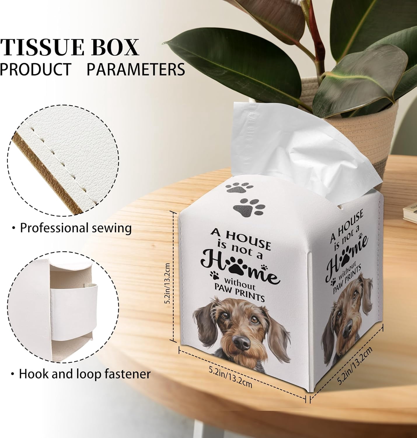 UYGDUY-Cute Dachshund Tissue Box Cover Square, Wiener Dog Cube Case for ...