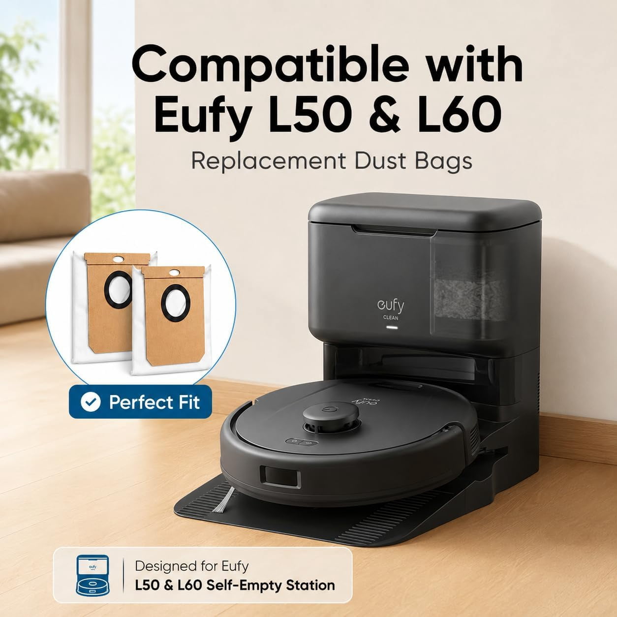 UYGDUY-Dust bags for eufy L50 SES, L60 SES Self-Empty Station, 6 Pack ...