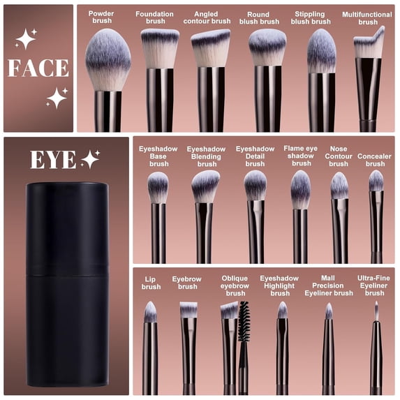 UYGDUY-Makeup Brush Set 18 Pcs Premium Synthetic Foundation Powder ...