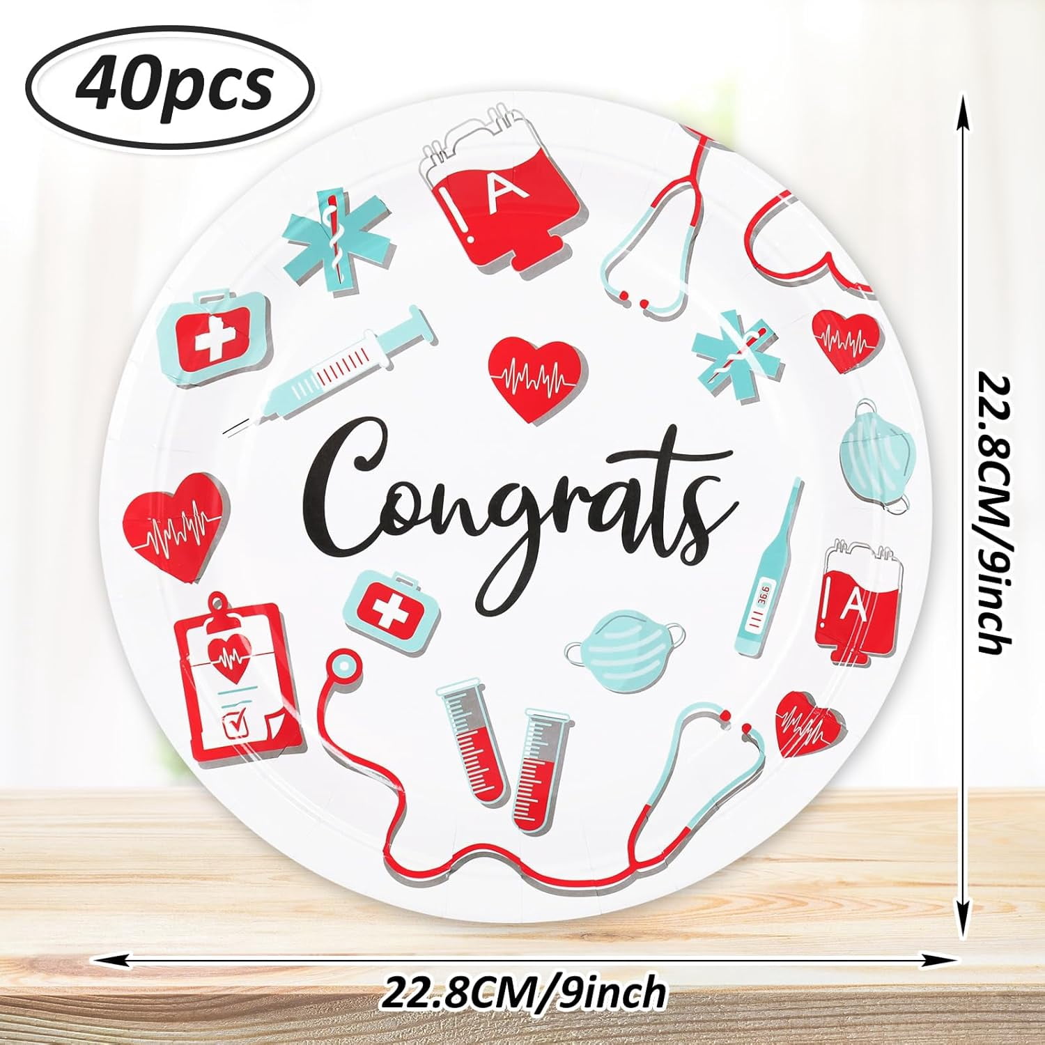 UYGDUY-Nurse Graduation Paper Plates 9 Inch Congrats Round Disposable ...