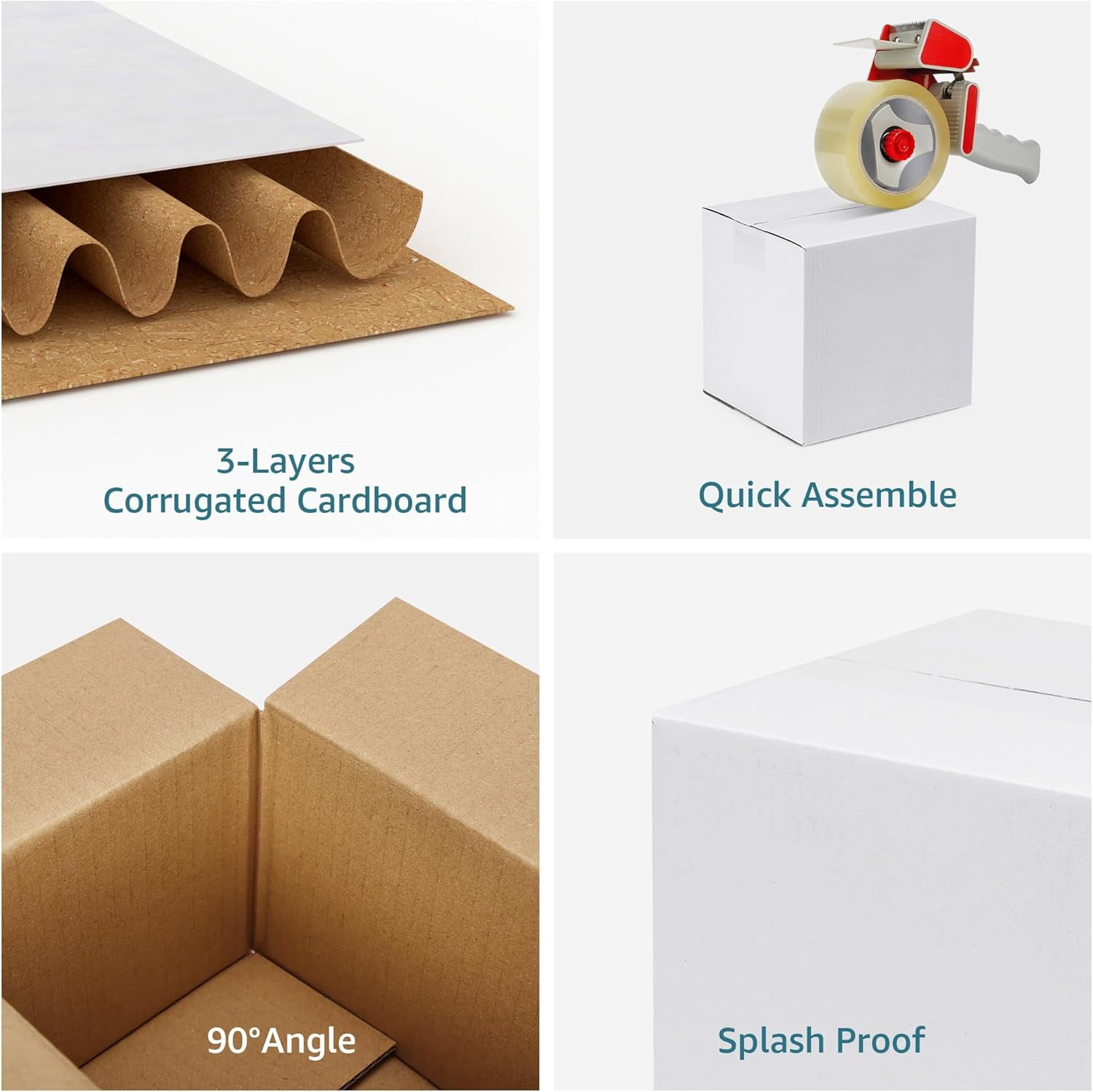 UYGDUY-Shipping Boxes 6x6x6 Set of 6, White Corrugated Cardboard Box ...