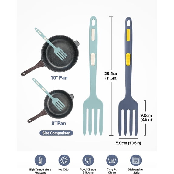 UYGDUY-Silicone Flexible Long Handler, 11.6 Inch Heat Resistant Cooking ...