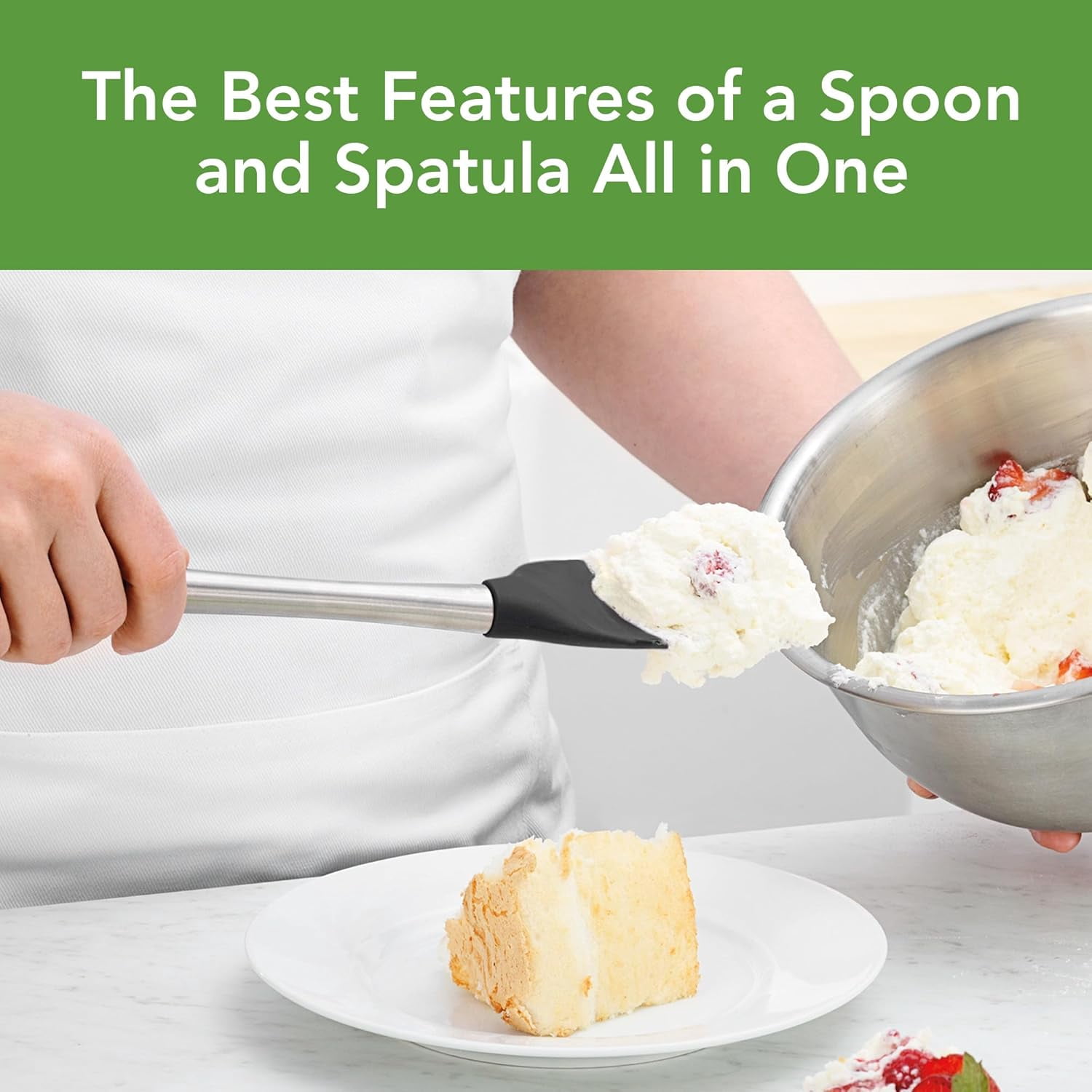 UYGDUY-Spoon Spatula Spoonula with Stainless Steel Handle Ergonomic ...