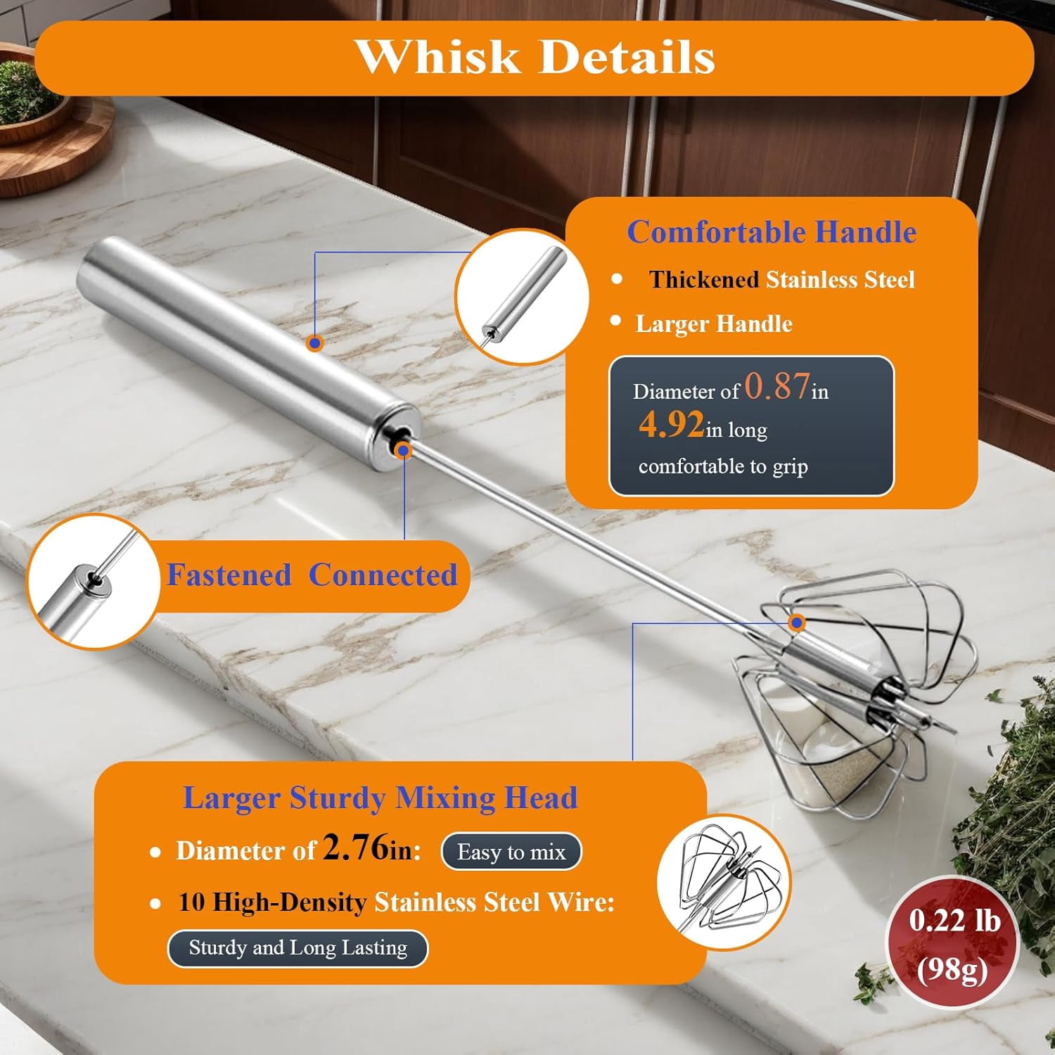 UYGDUY-Stainless Steel Semi Automatic Whisk Egg Beater Whizzy Whisk ...