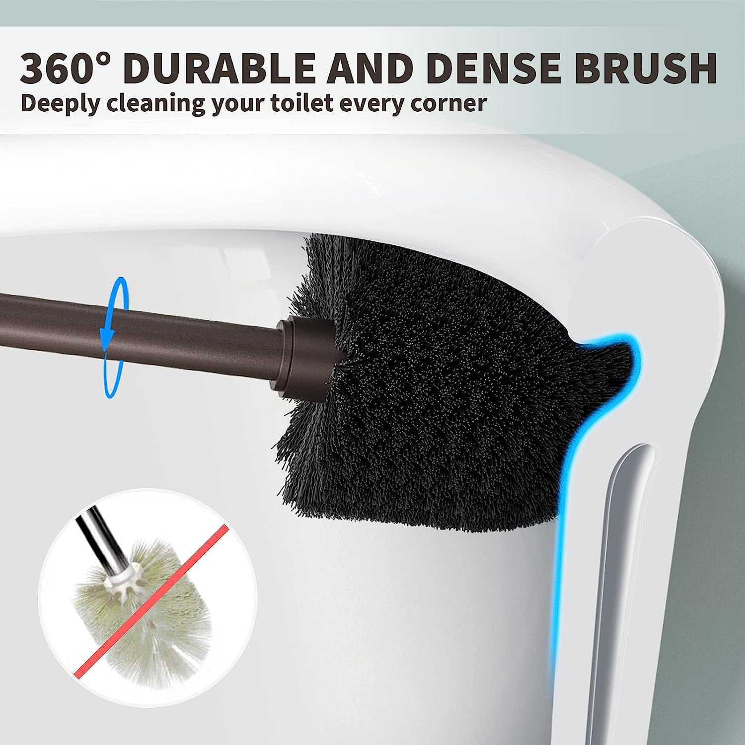 UYGDUY-Toilet Brush, Toilet Bowl Brush with Extra Long Handle Durable ...