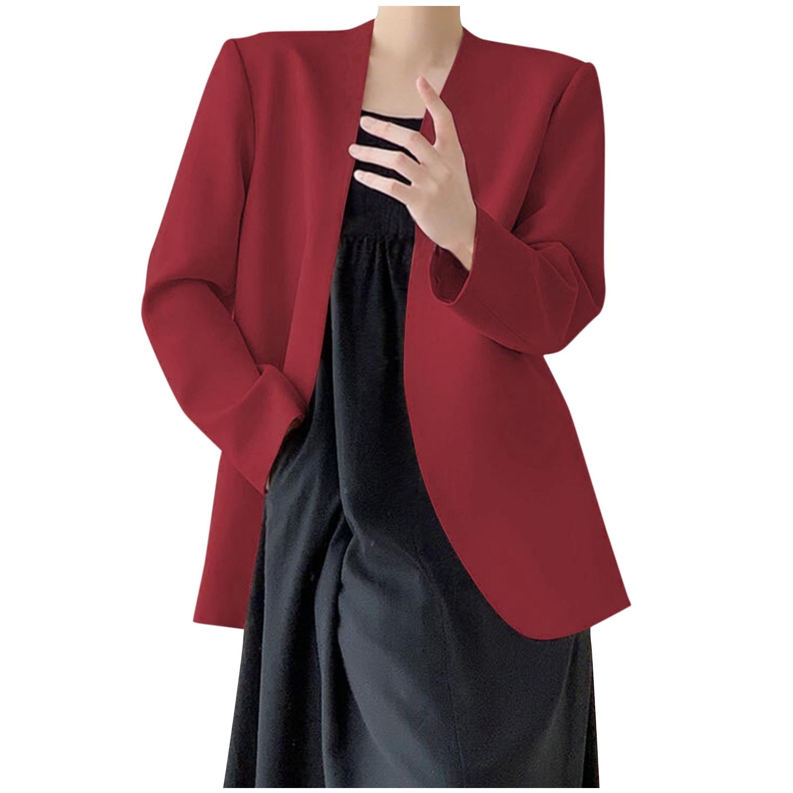 UYISJ Blazers for Women Long Sleeve Shawl Collar Open Front Business ...