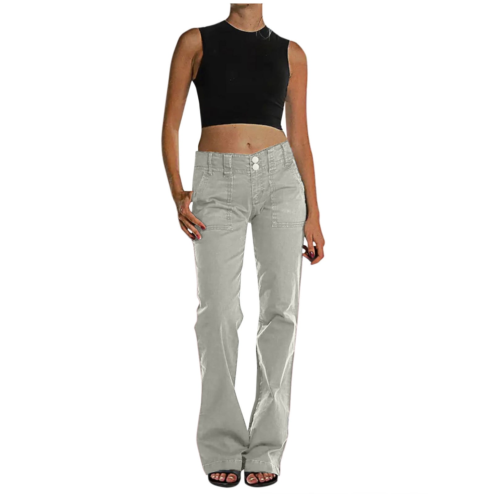 UYISJ Jeans for Women Wide Leg Bell Bottom Jeans Stretchy Skinny Mid ...