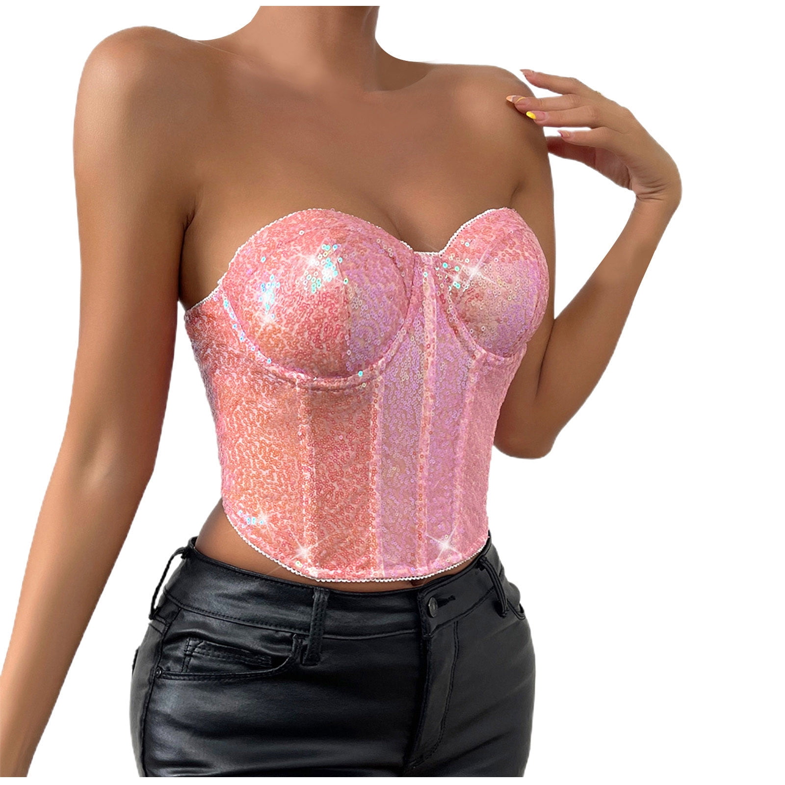 Uyisj Womens Casual Sexy Sequin Sparkly Zipper Back Sleeveless
