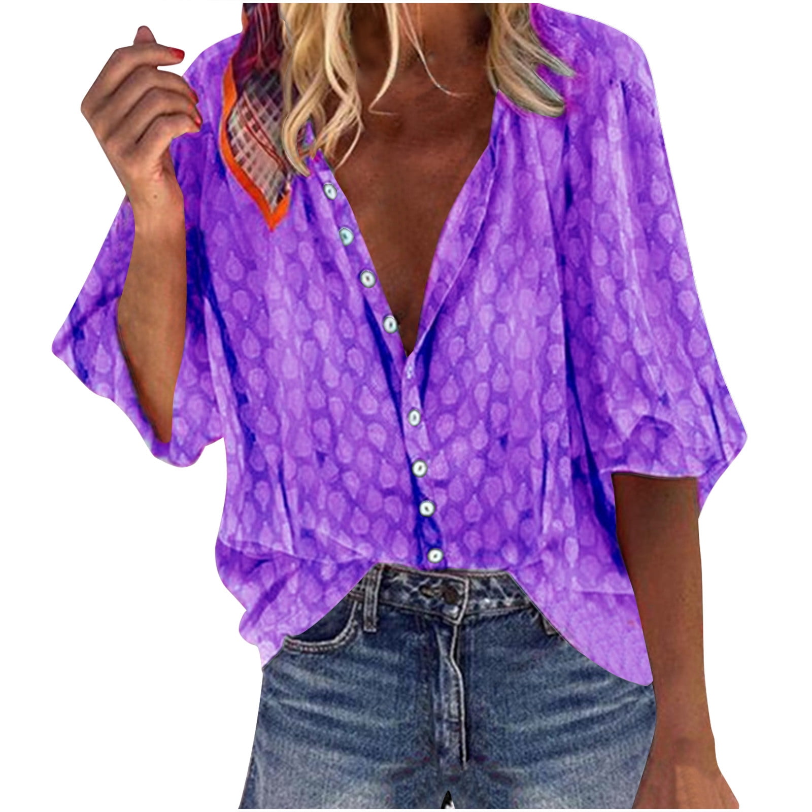 Uyisj Womens Long Sleeve Button Down Shirts Lantern Sleeve Floral