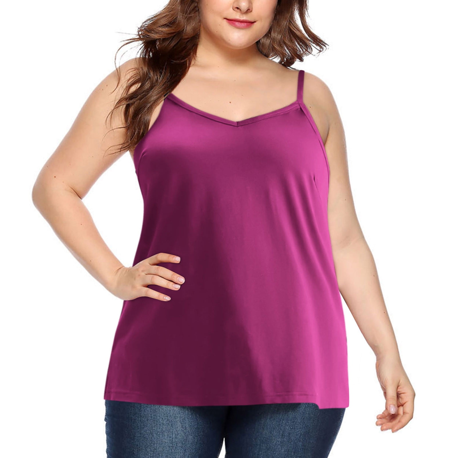 UYISJ Womens Plus Size Tank Tops V Neck Sleeveless Cami Adjustable ...