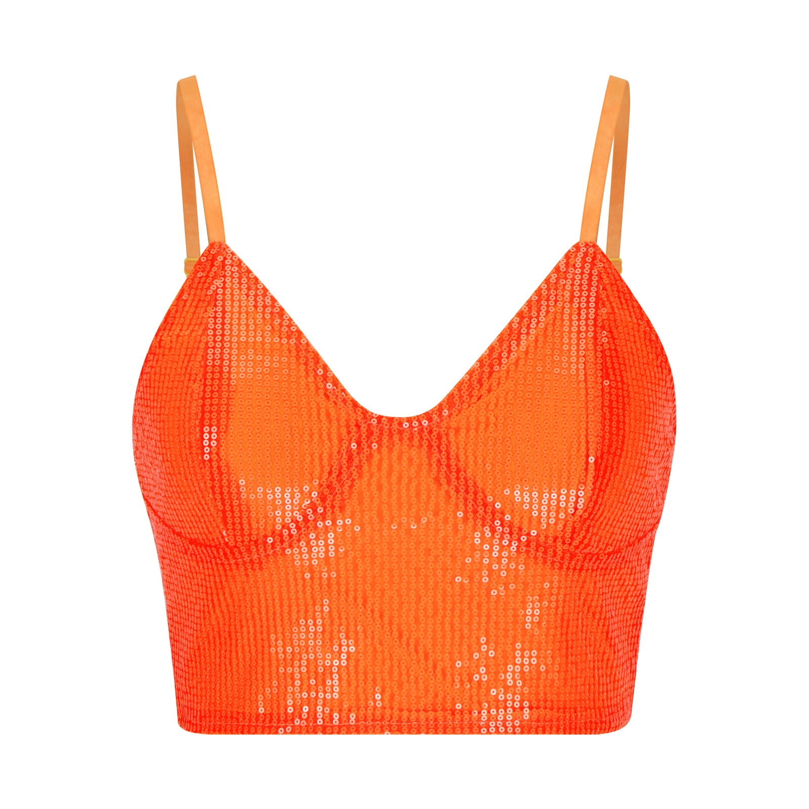 UYISJ Womens Sparkly Sequin Top Spaghetti Strap Crop Top Glitter ...