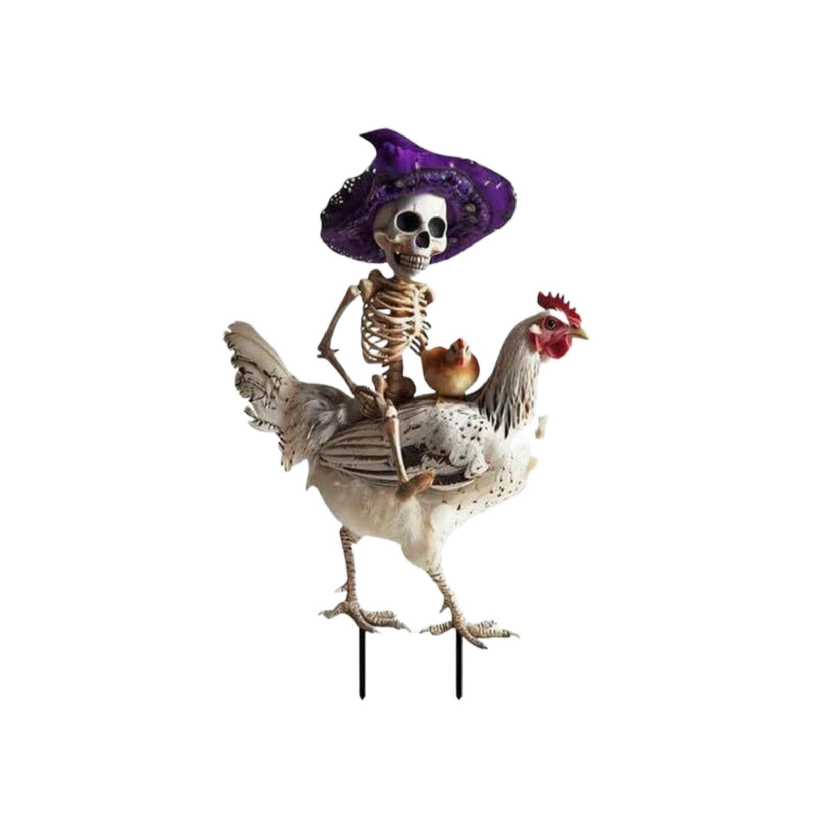 UYUH 2025 New Skeleton Riding Rooster Yard Sign Realistic 2D Winged ...