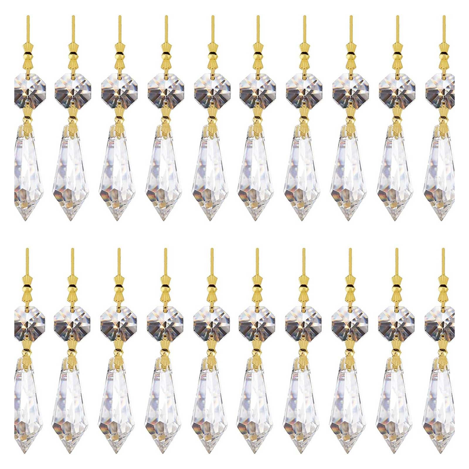 UYUH 20PC Pointed Bead Lighting Pendant Transparent Teardrop Crystal ...