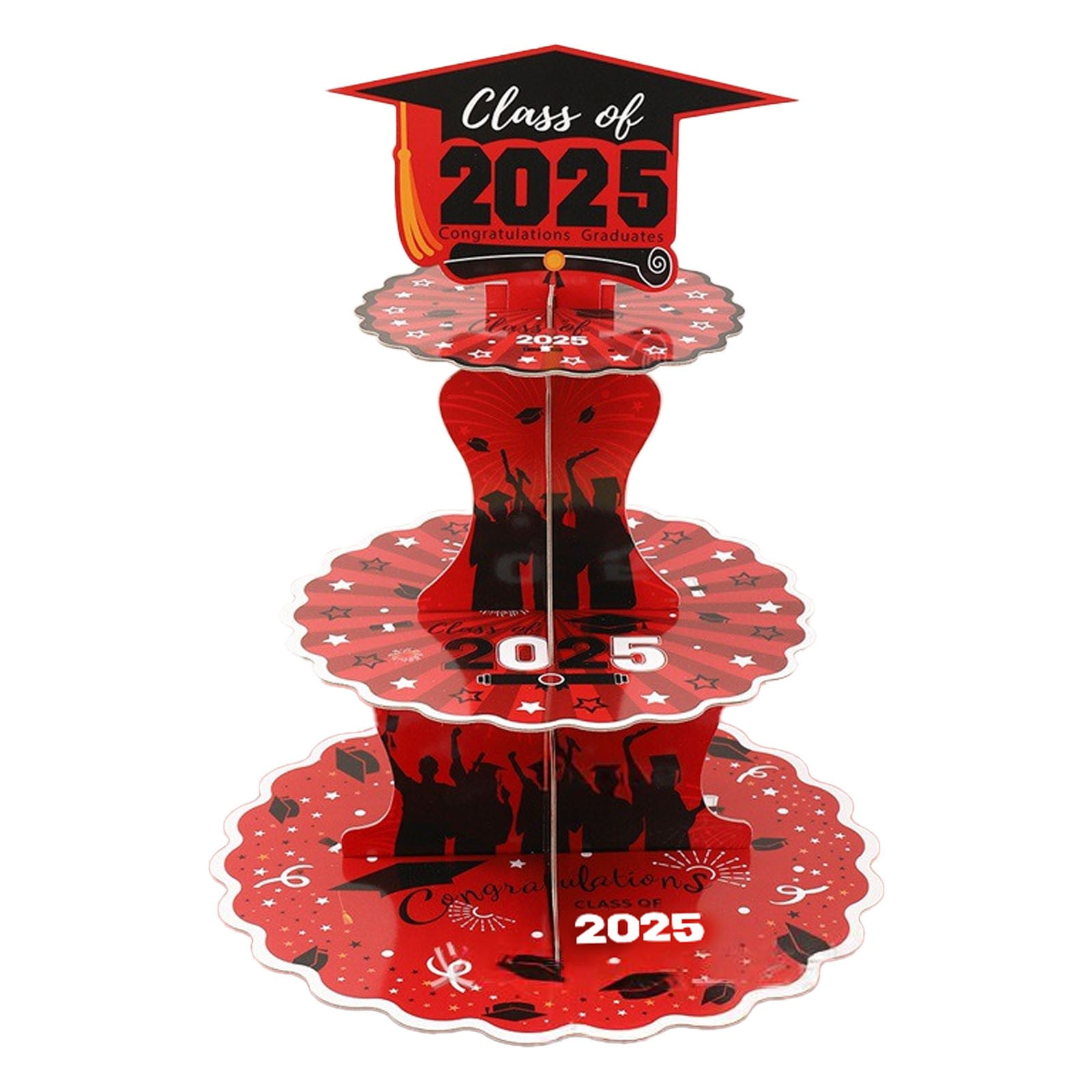 UYUH 3-Tier Graduation Cupcake Stand with Academic Cap Topper Metallic ...