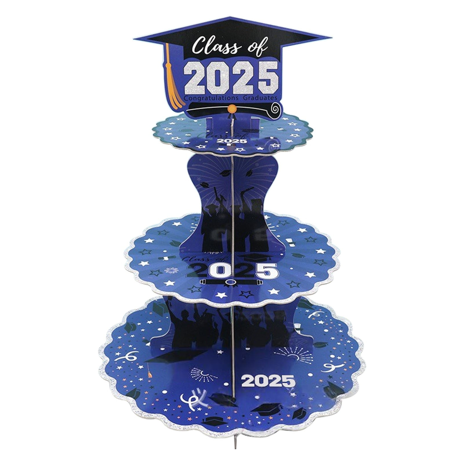 UYUH 3-Tier Graduation Cupcake Stand with Academic Cap Topper Metallic ...