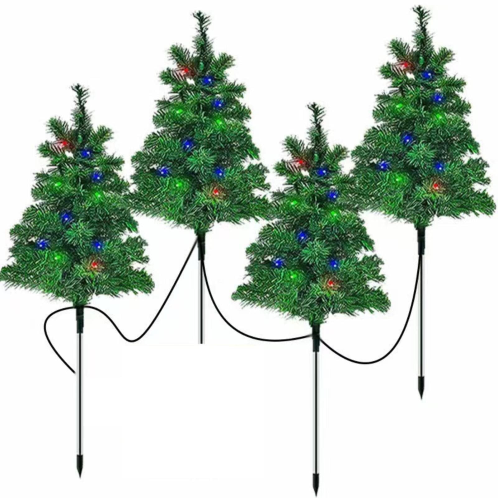 UYUH 4-Pack Outdoor Christmas Tree Stake Lights Garden Decor with ...