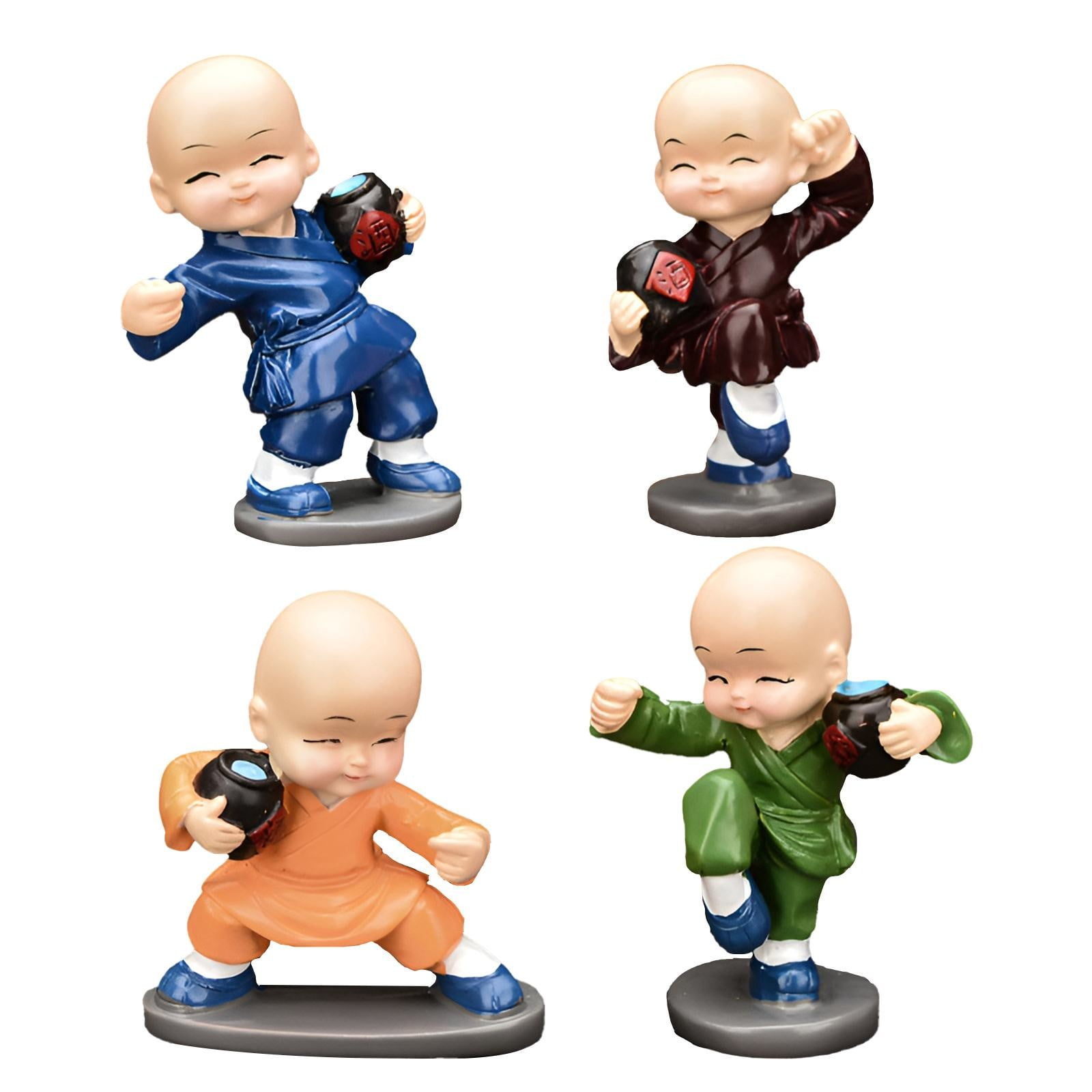 UYUH 4PC Mini Monk Statue Set Handcrafted Resin Buddha Decor with Cute ...