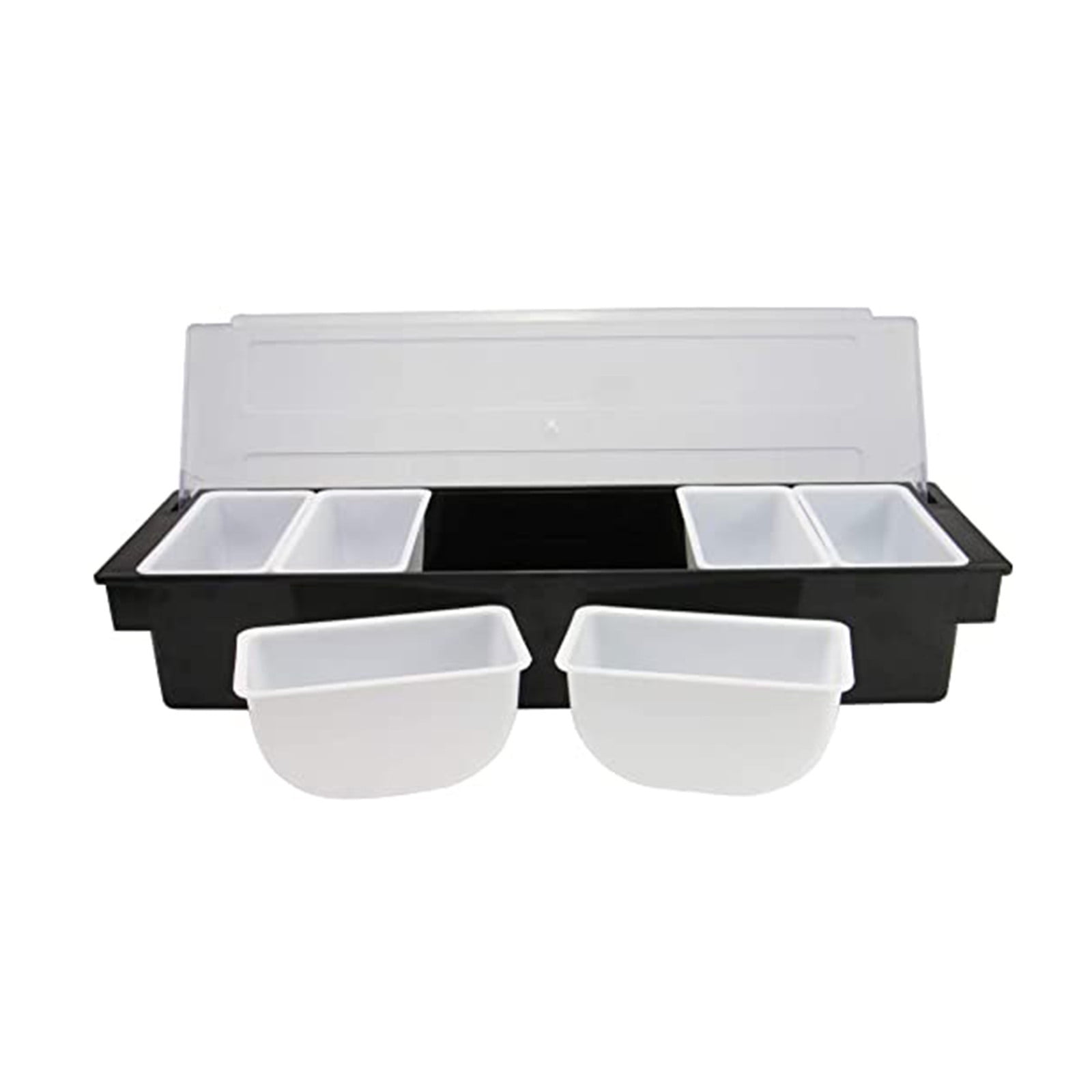 UYUH 6 Tray Plastic Garnish Station Compartment Black Plastic Condiment ...