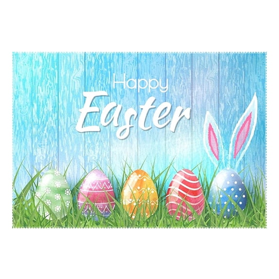 UYUH Easter Cartoon Rabbit Placemat 32x42cm, Heat-Resistant Linen Table ...