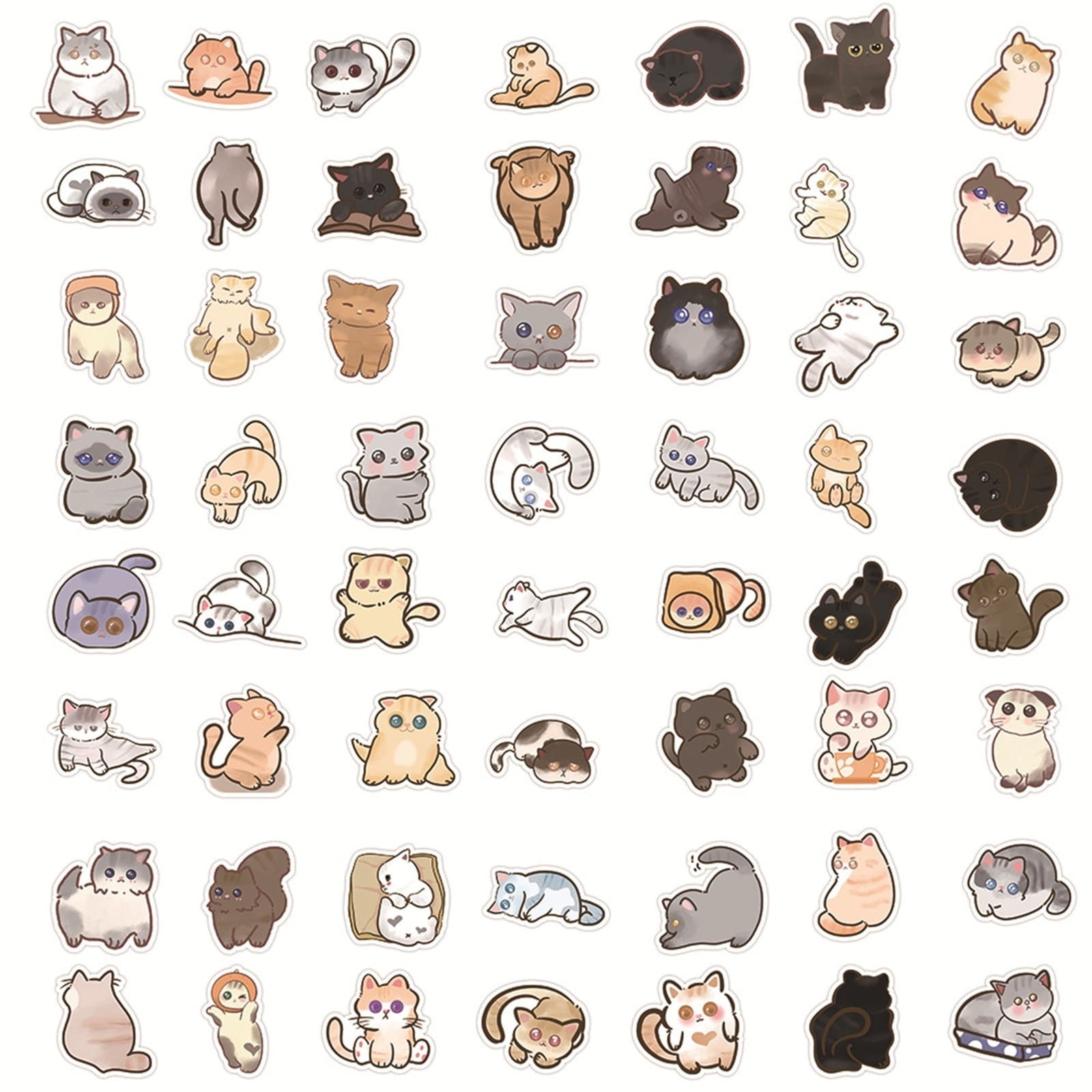 UYUH Fashion Stickers,50PCS Cute Cat Stickers Kawaii Cat Sticker for ...