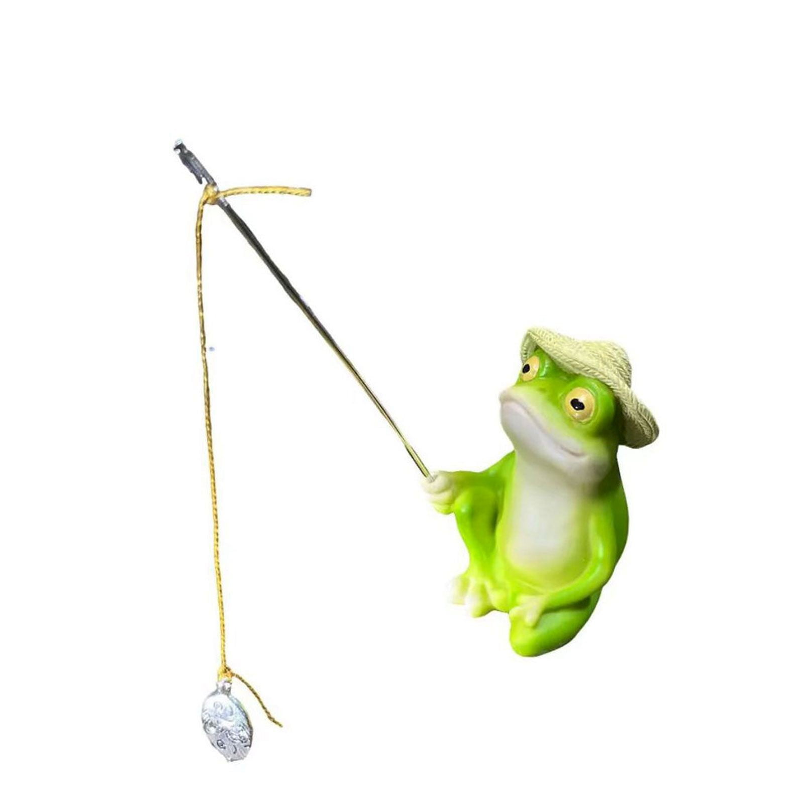 UYUH Fishing Sculpture Frost-Proof Resin Pondside Statue with Anti-Tip ...