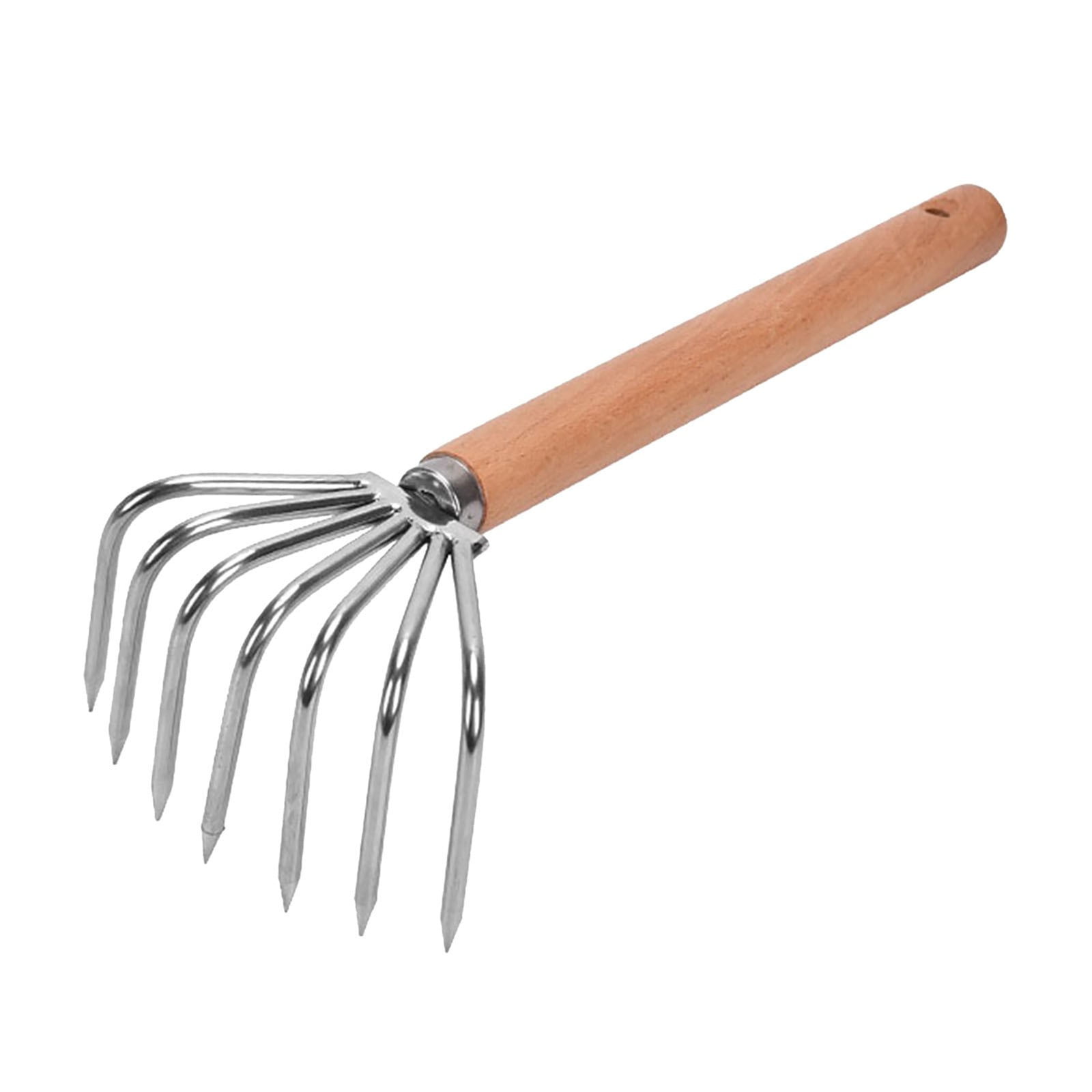 UYUH Gardening Hand Rake 7-Tine Heavy Duty Stainless Steel Soil Tiller ...