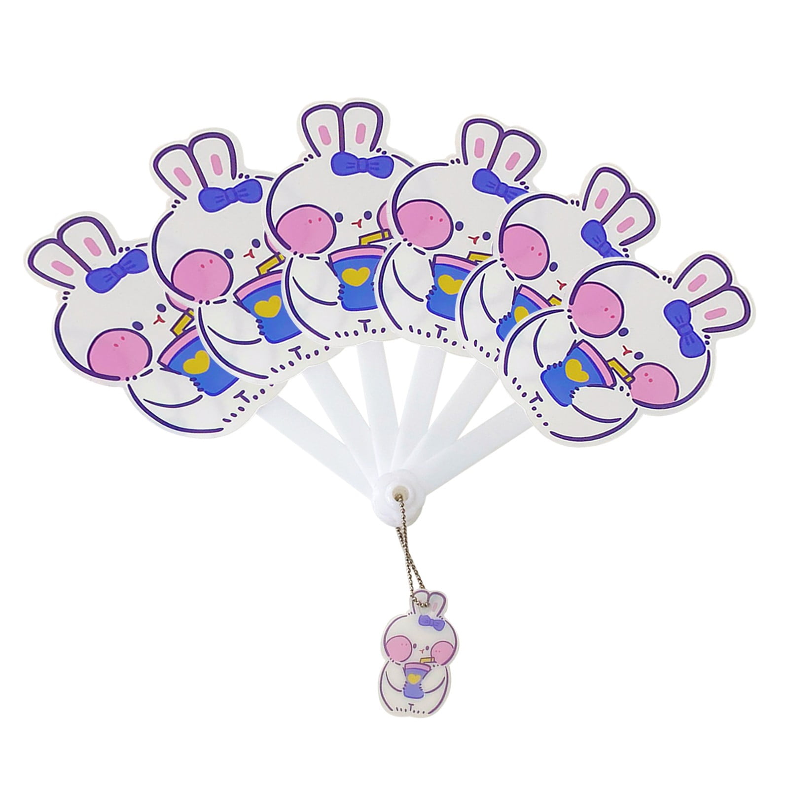 UYUH Hand Held Six Fold Fan Cute Portable PP Folding Fan Cartoon Hand ...