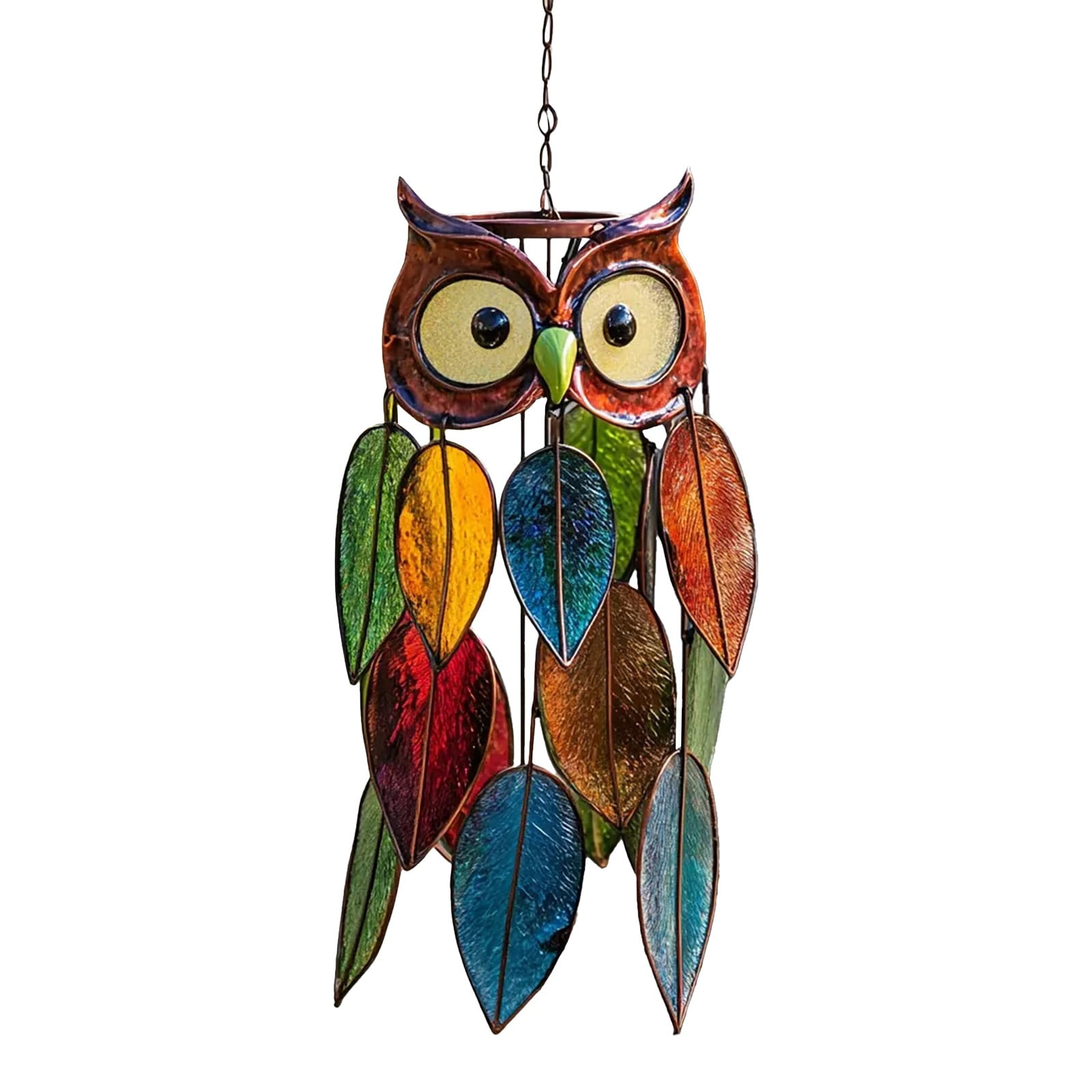 UYUH Handmade Owl Suncatchers with Feather Accents Whimsical Stained ...