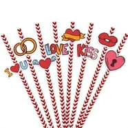 Big Dot of Happiness Conversation Hearts Paper Straw Decor - Valentine ...