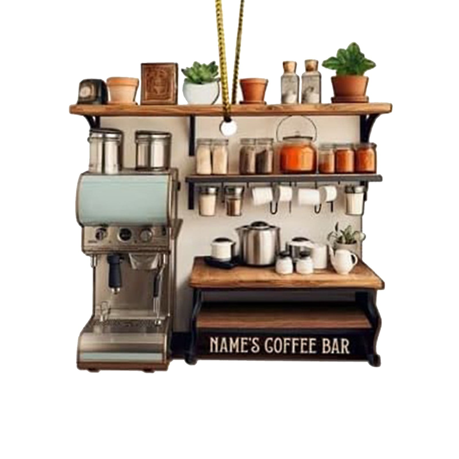 UYUH ‌Wooden Layered Coffee Decor Personalized Hanging Ornament with ...