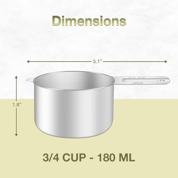 UYWGF-1PCS 3/4Cup (180ml, 6oz) Single Measuring Cup, Etched Inner Scale ...